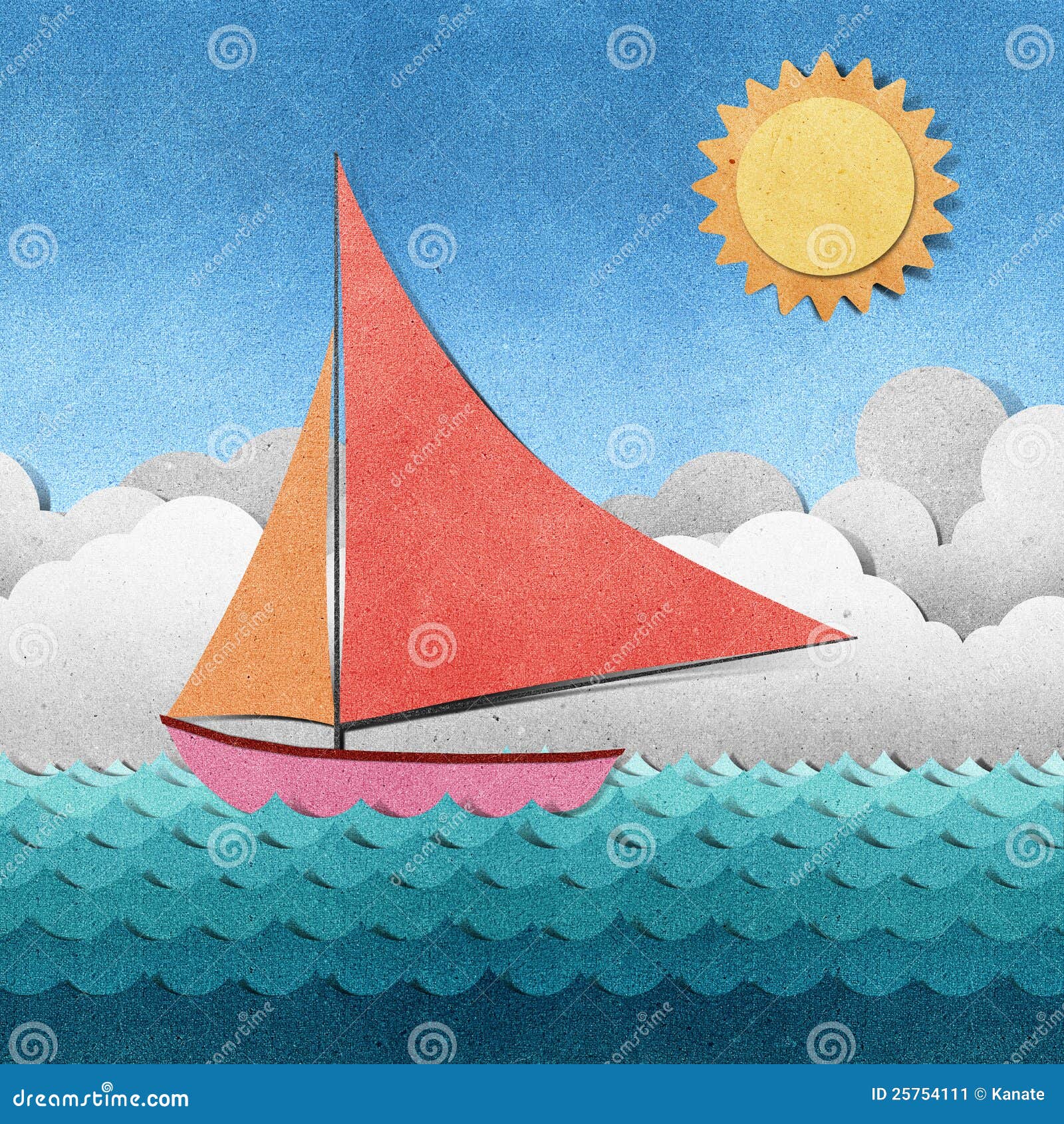 Boat Made from Recycled Paper Stock Illustration - Illustration of ...