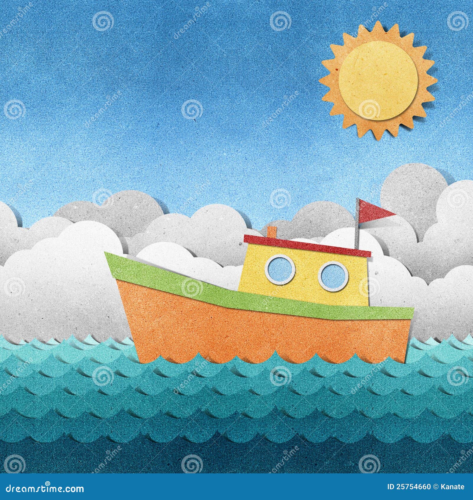 Boat Made from Recycled Paper Stock Illustration - Illustration of ...