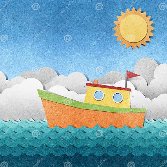 Boat Made from Recycled Paper Stock Illustration - Illustration of ...