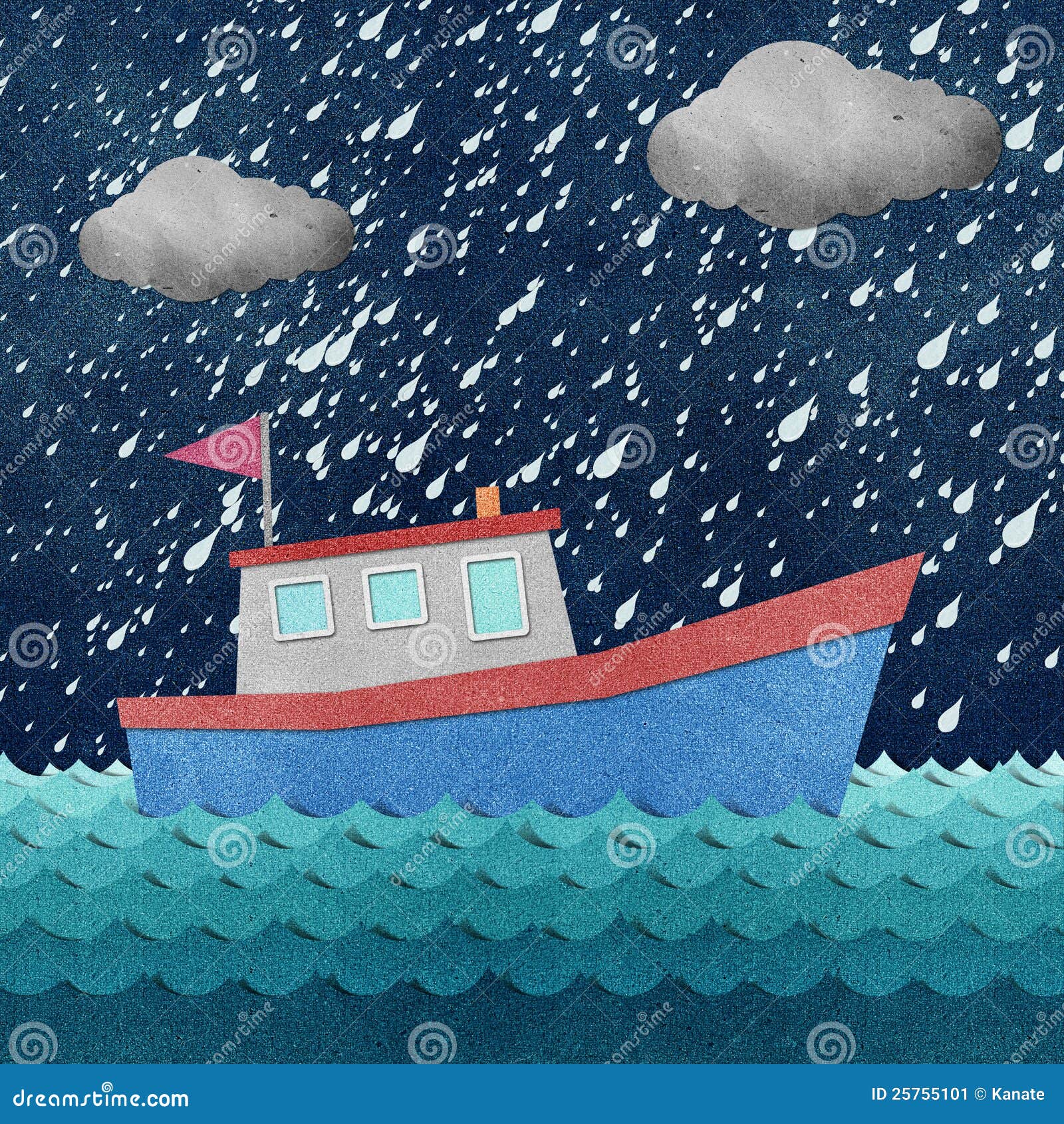 Boat Made from Recycled Paper Stock Illustration - Illustration of ...
