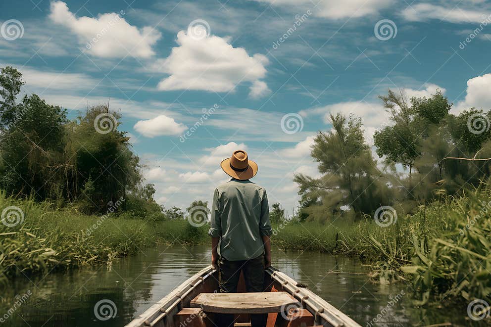 Boat Man, Floats Down River, Kayaker Floats Down, Stock Image - Image ...
