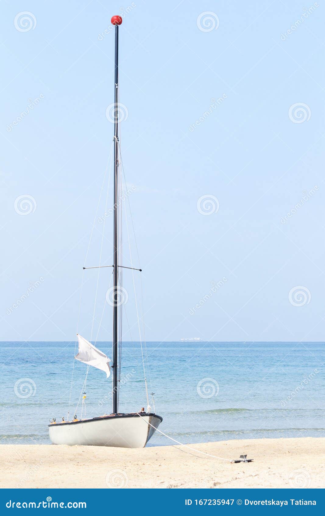 Boat with Mast on the Background of the Sea Stock Image - Image of ...
