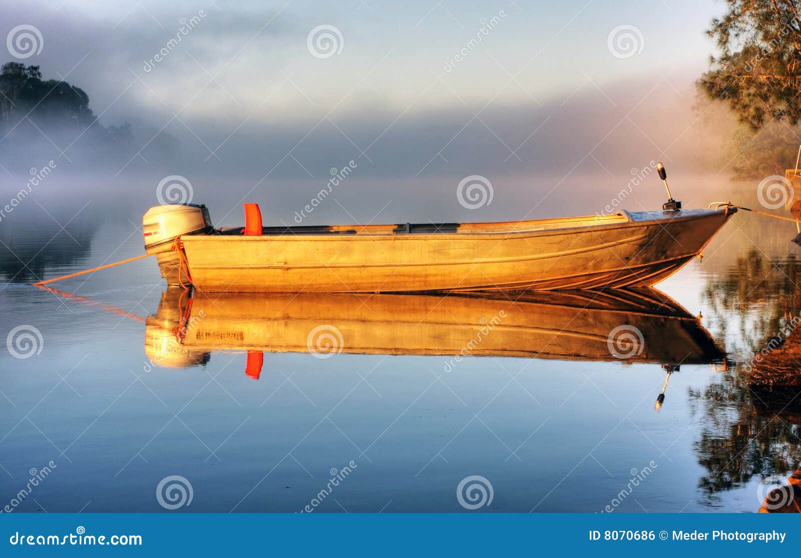 A boat in mist stock photo. Image of blue, dawn, destination - 8070686