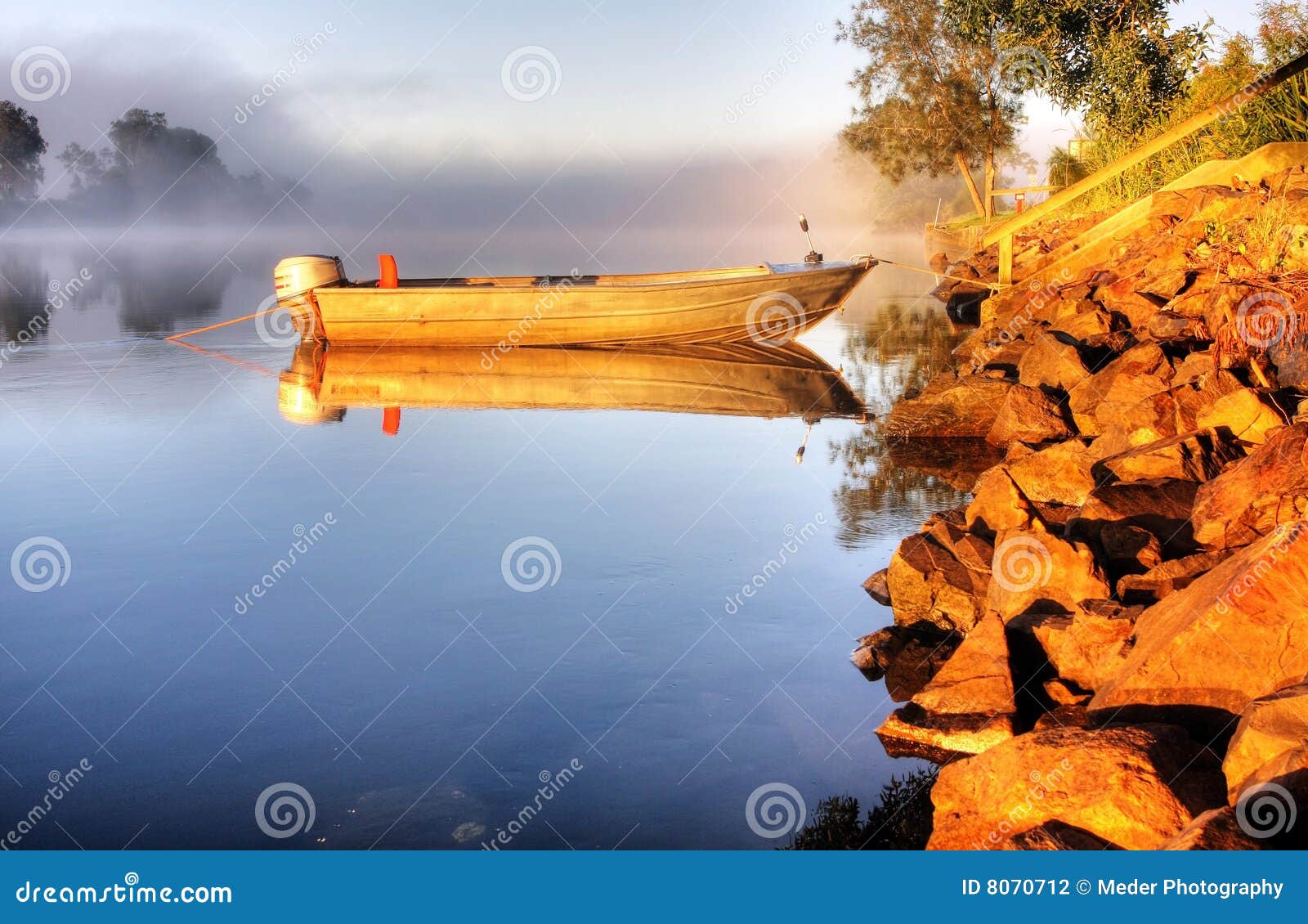 A boat in mist stock photo. Image of dawn, fantasy, mist - 8070712