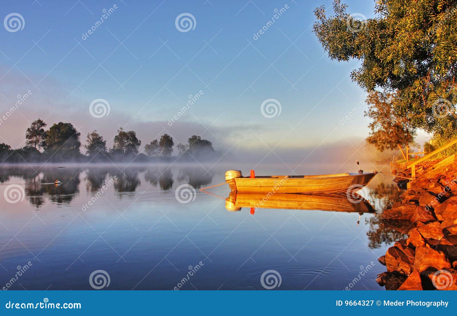 A boat in mist stock image. Image of mist, blue, perfect - 9664327