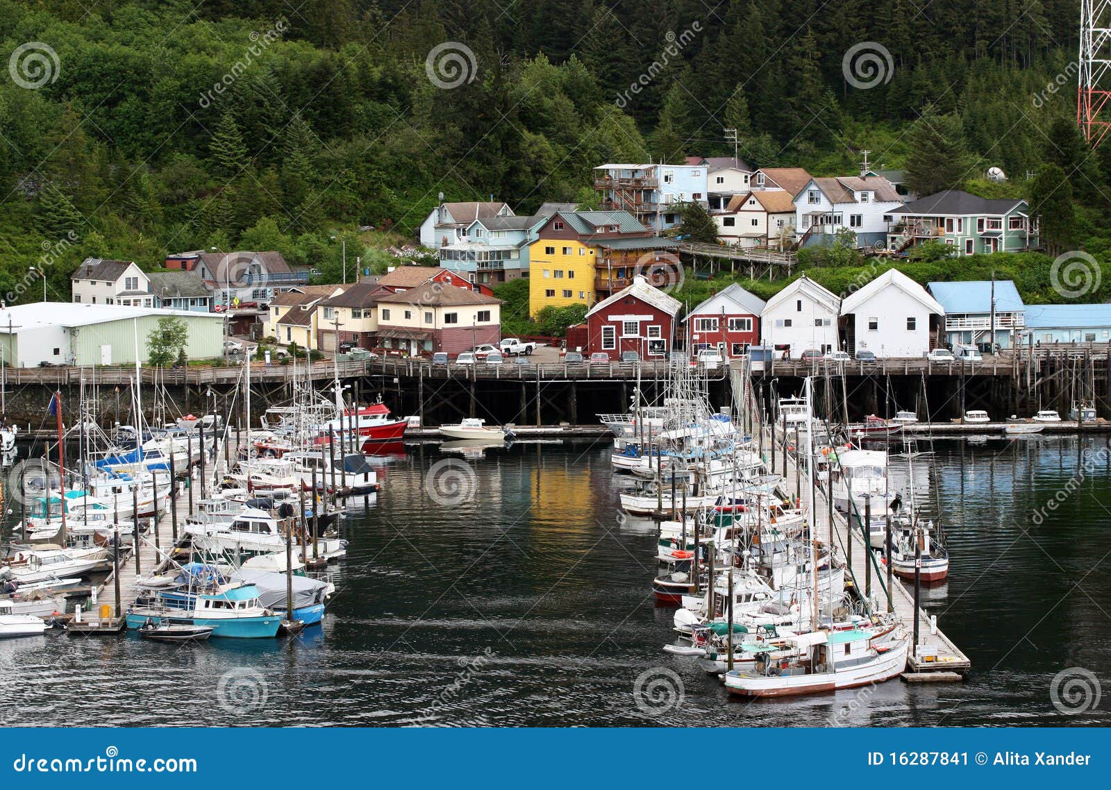 Boat Moorage stock image. Image of people, bridge, houses - 16287841