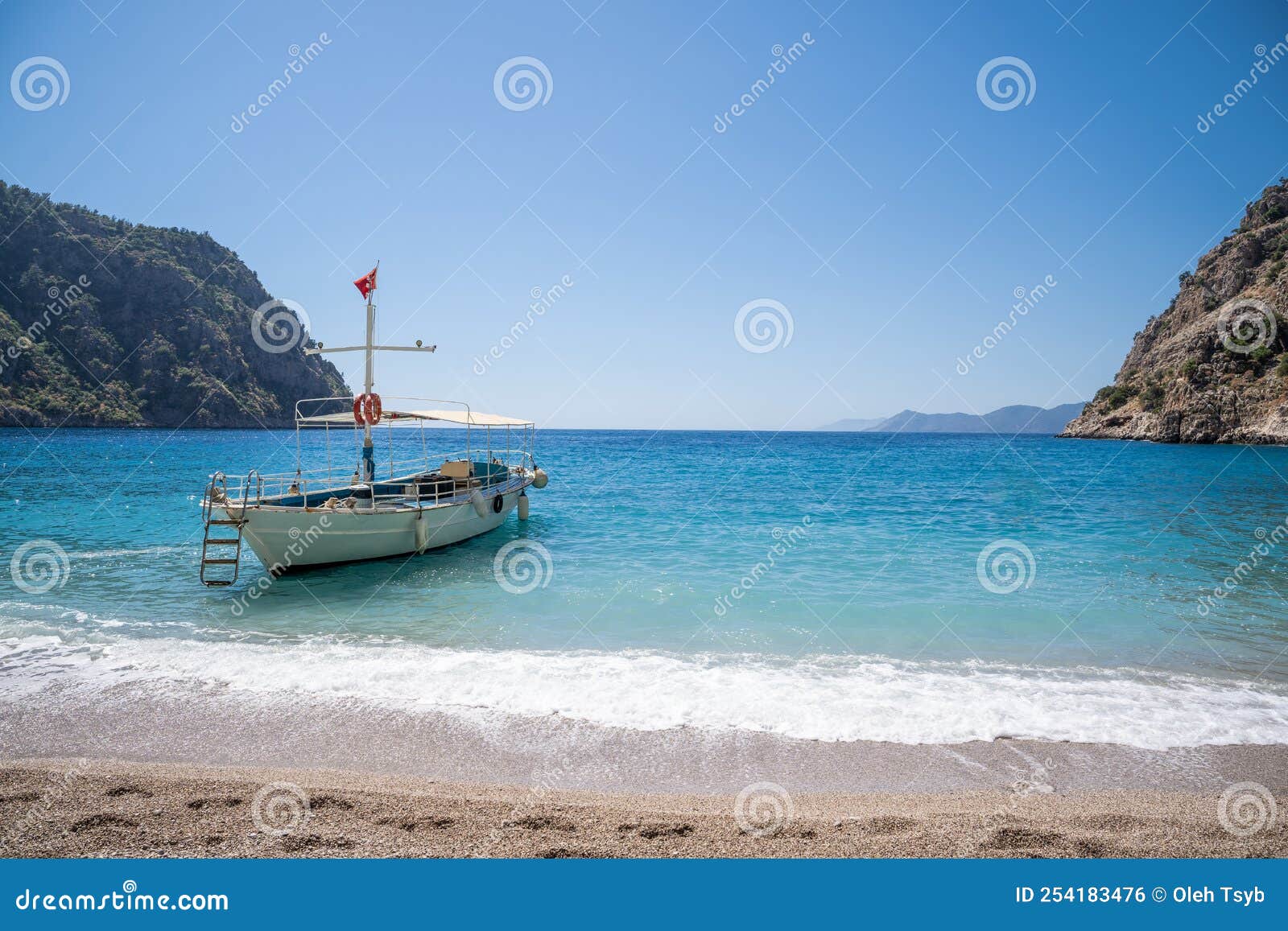Boat Moored on the Seashore. Stock Photo - Image of vacation, shore ...