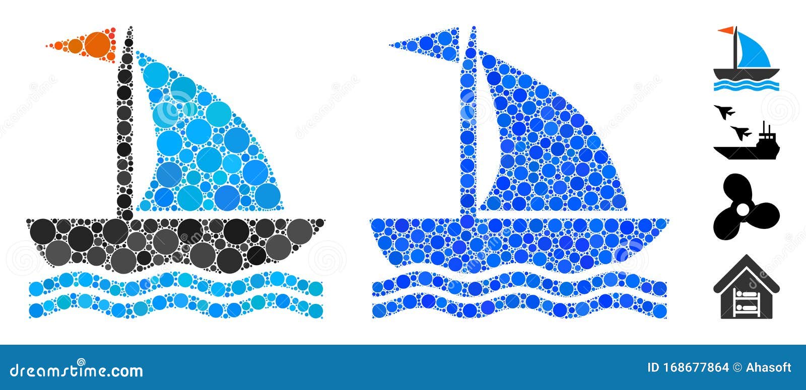 Boat Composition Icon of Round Dots Stock Illustration - Illustration ...