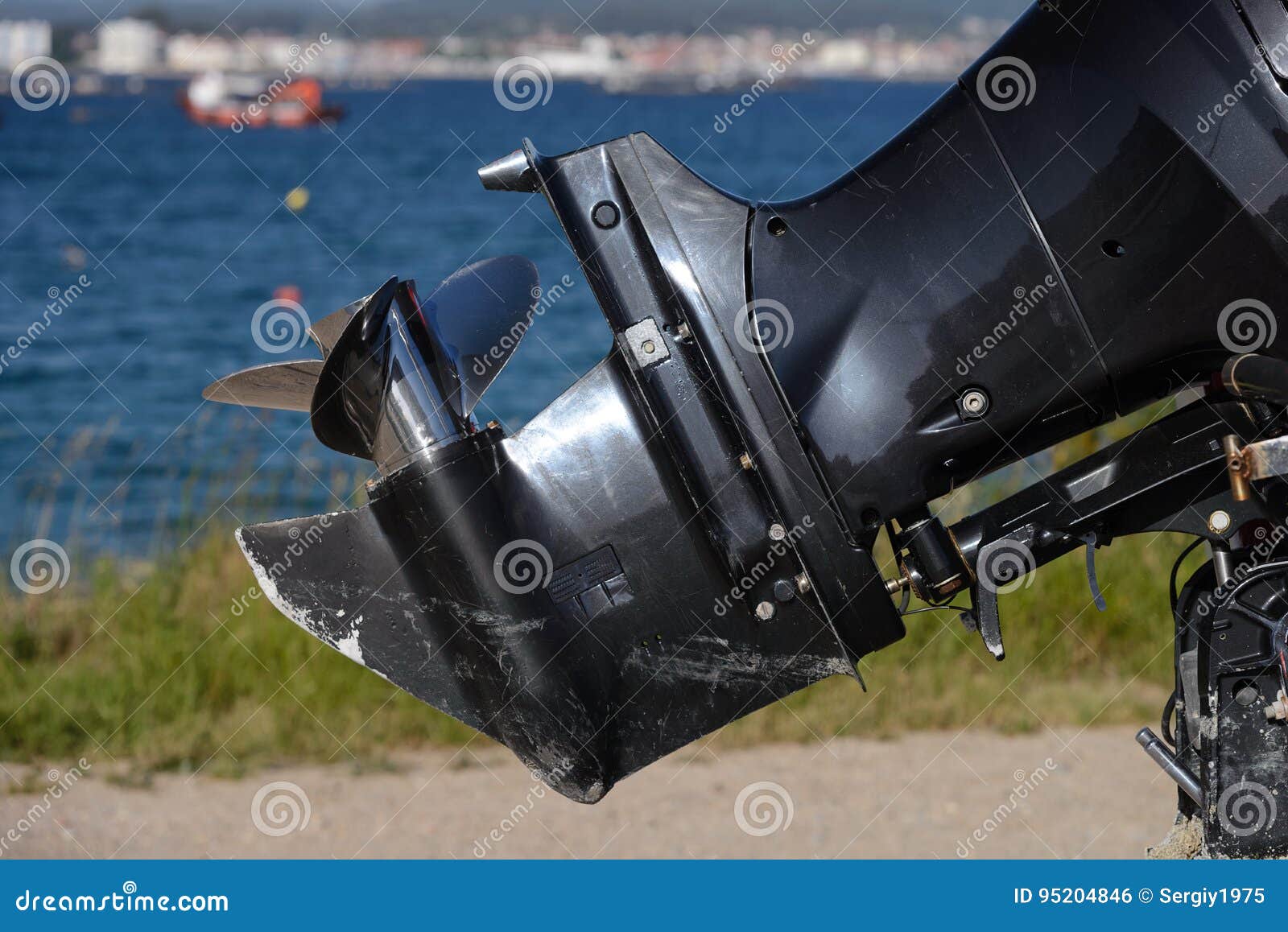 Boat motor close-up stock photo. Image of metal, brass - 95204846