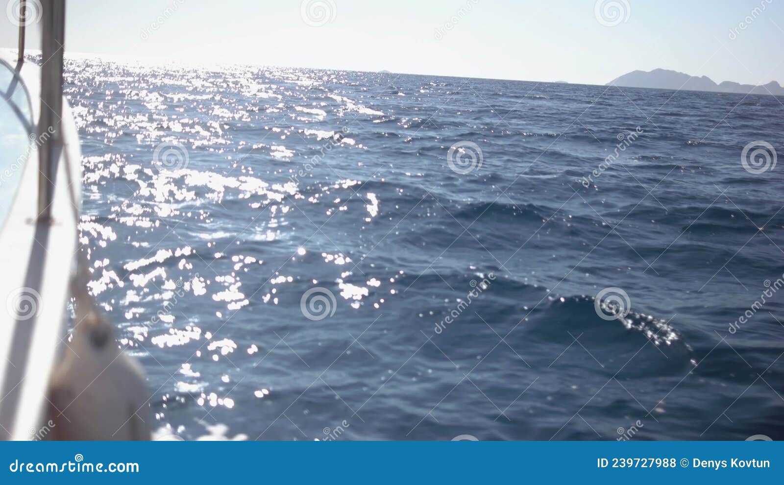 Boat Moving with Speed with Water Splashes View from Front Deck. Stock ...