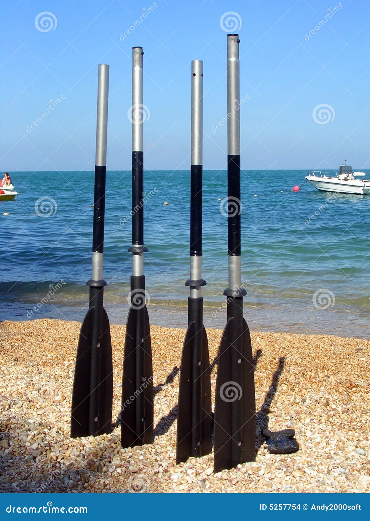 Boat paddles on a beach stock photo. Image of sport, seashore - 5257754