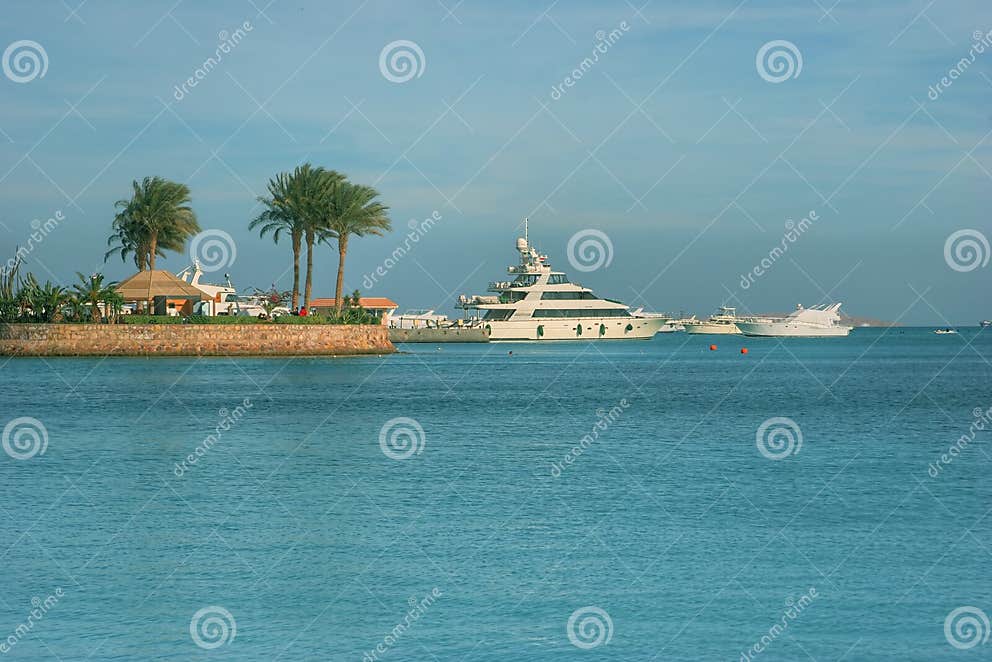 Boat palms island stock photo. Image of egypt, waves, tropical - 4161674
