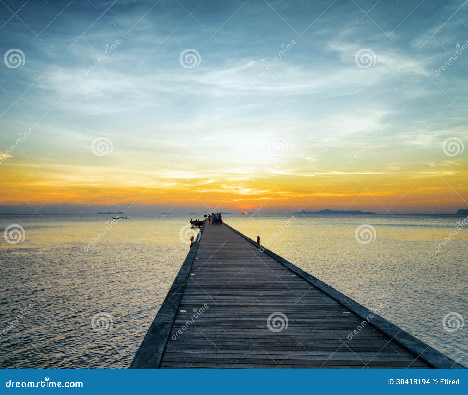 Boat pier at sunset stock photo. Image of holiday, sand - 30418194