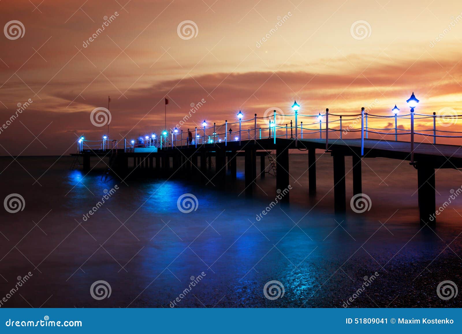 Boat pier at sunset. stock image. Image of island, holiday - 51809041