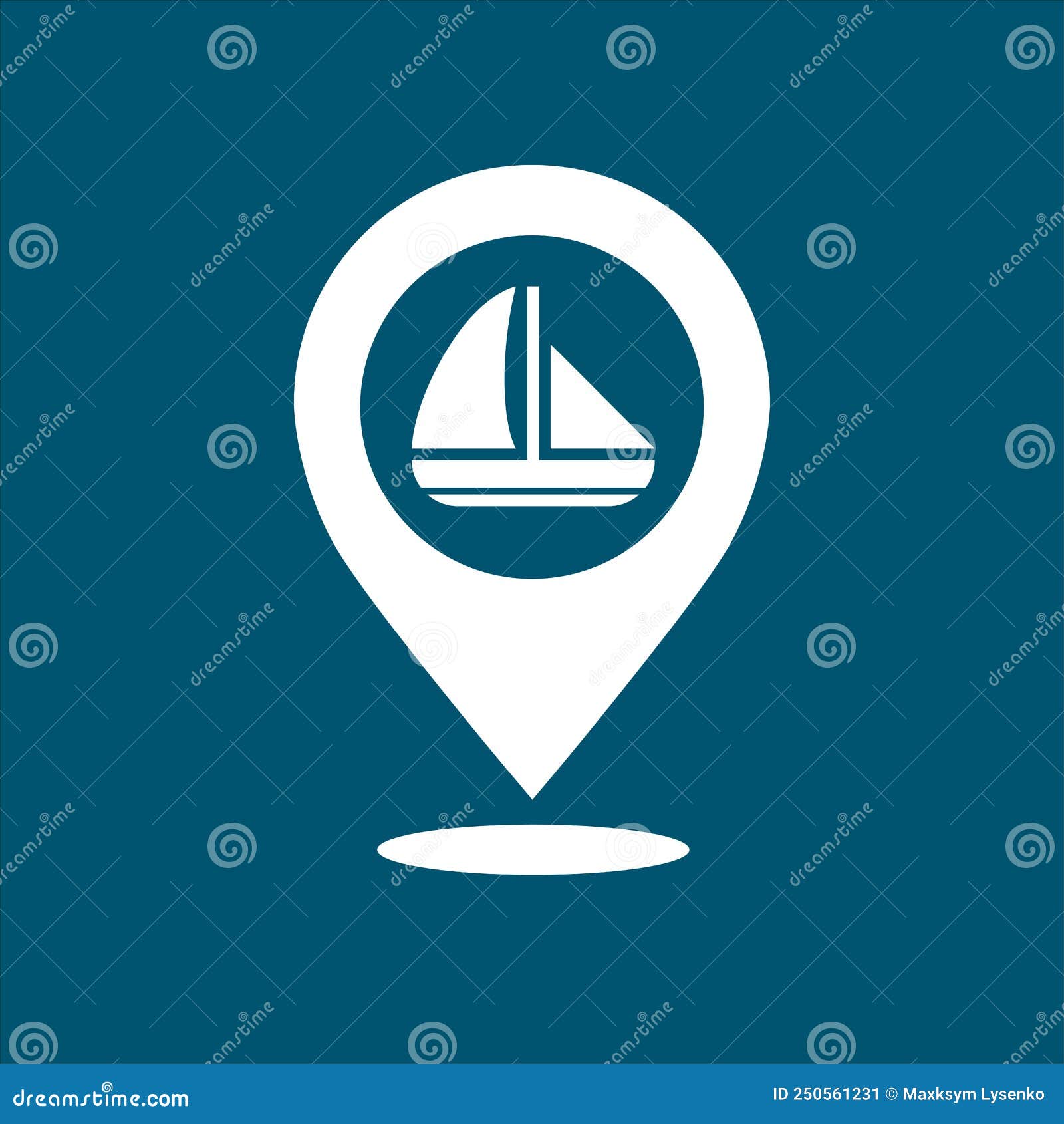 Boat pin Map pin icon stock vector. Illustration of label - 250561231