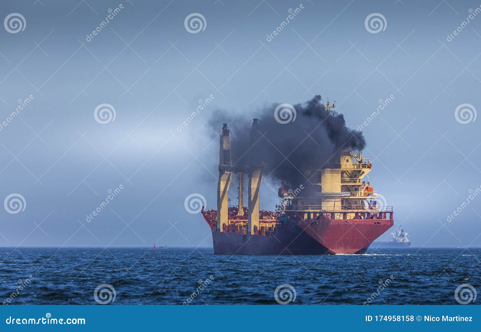 Boat Polluting with Black Smoke Stock Photo - Image of emitting ...