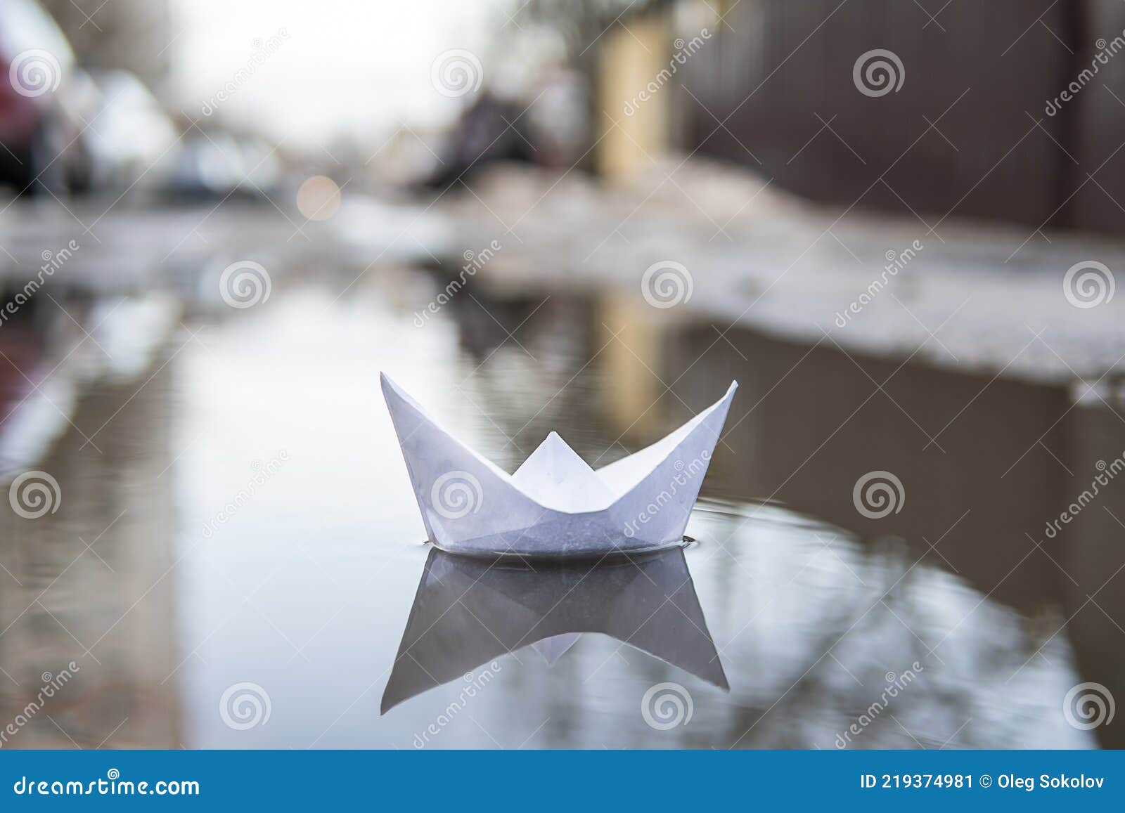 Paper Boat in a Puddle. Early Spring Stock Image - Image of friendship ...