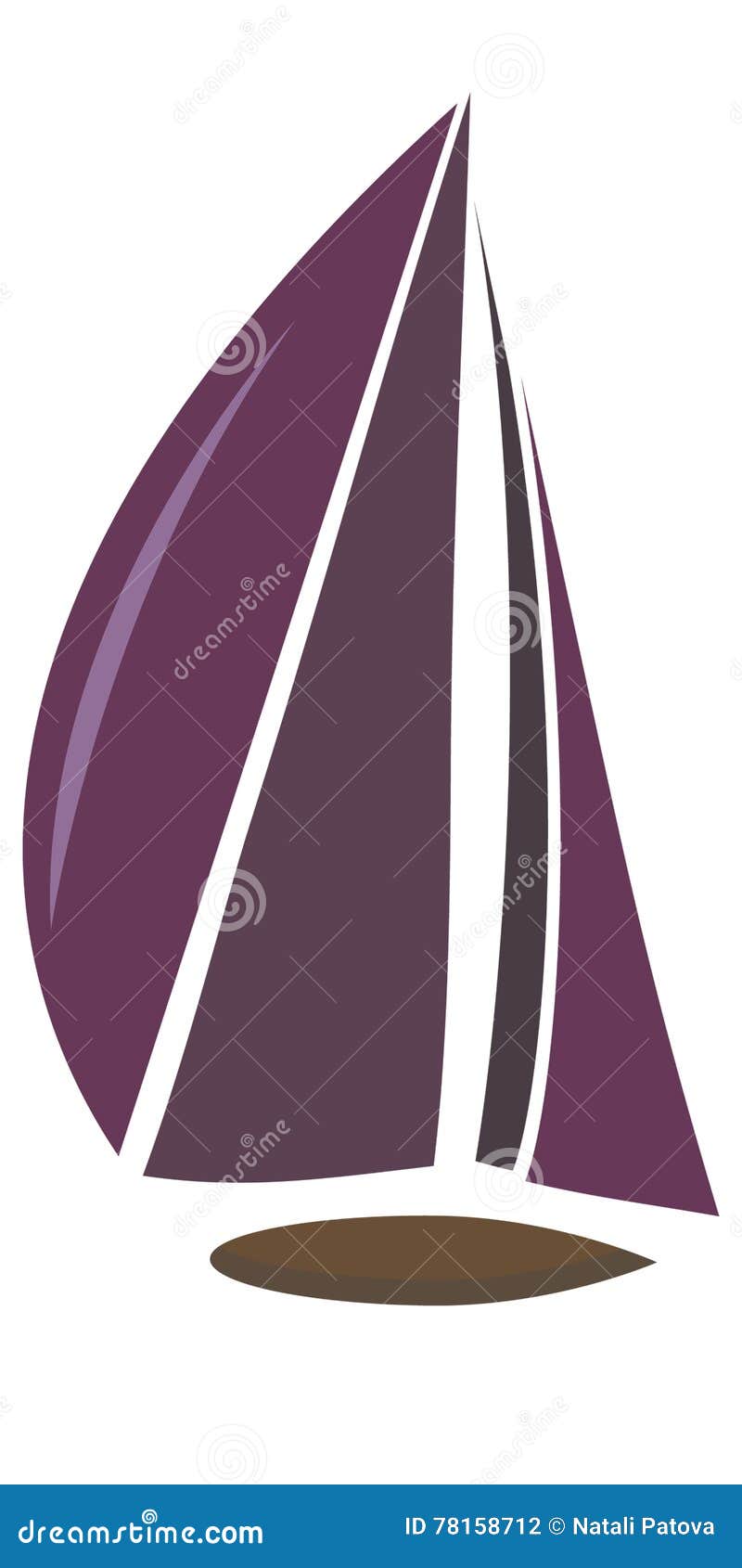 Boat with purple sail stock illustration. Illustration of isolated ...