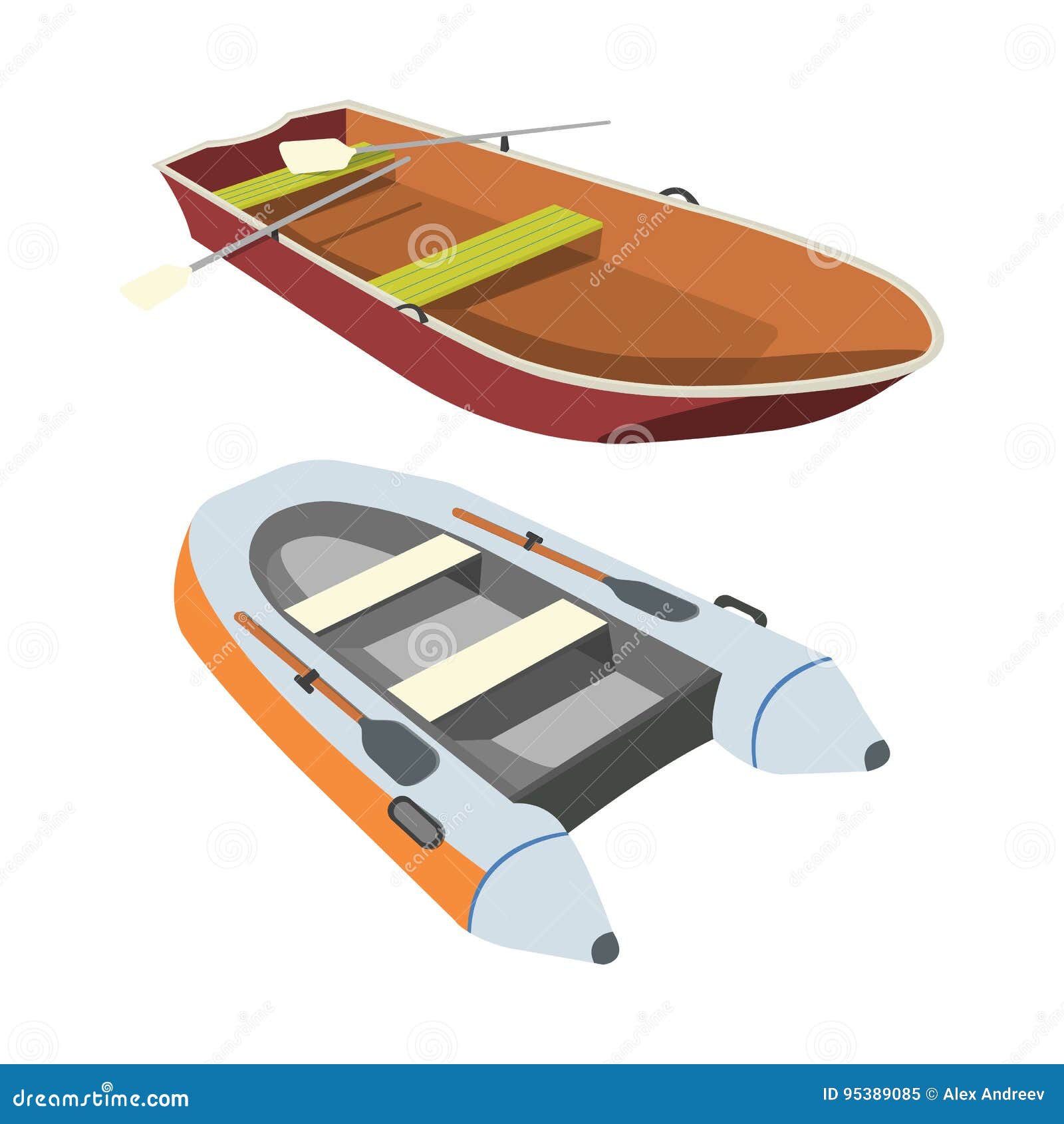 Boat and Raft Flat Icon. Cartoon Vector Illustration Stock Vector ...