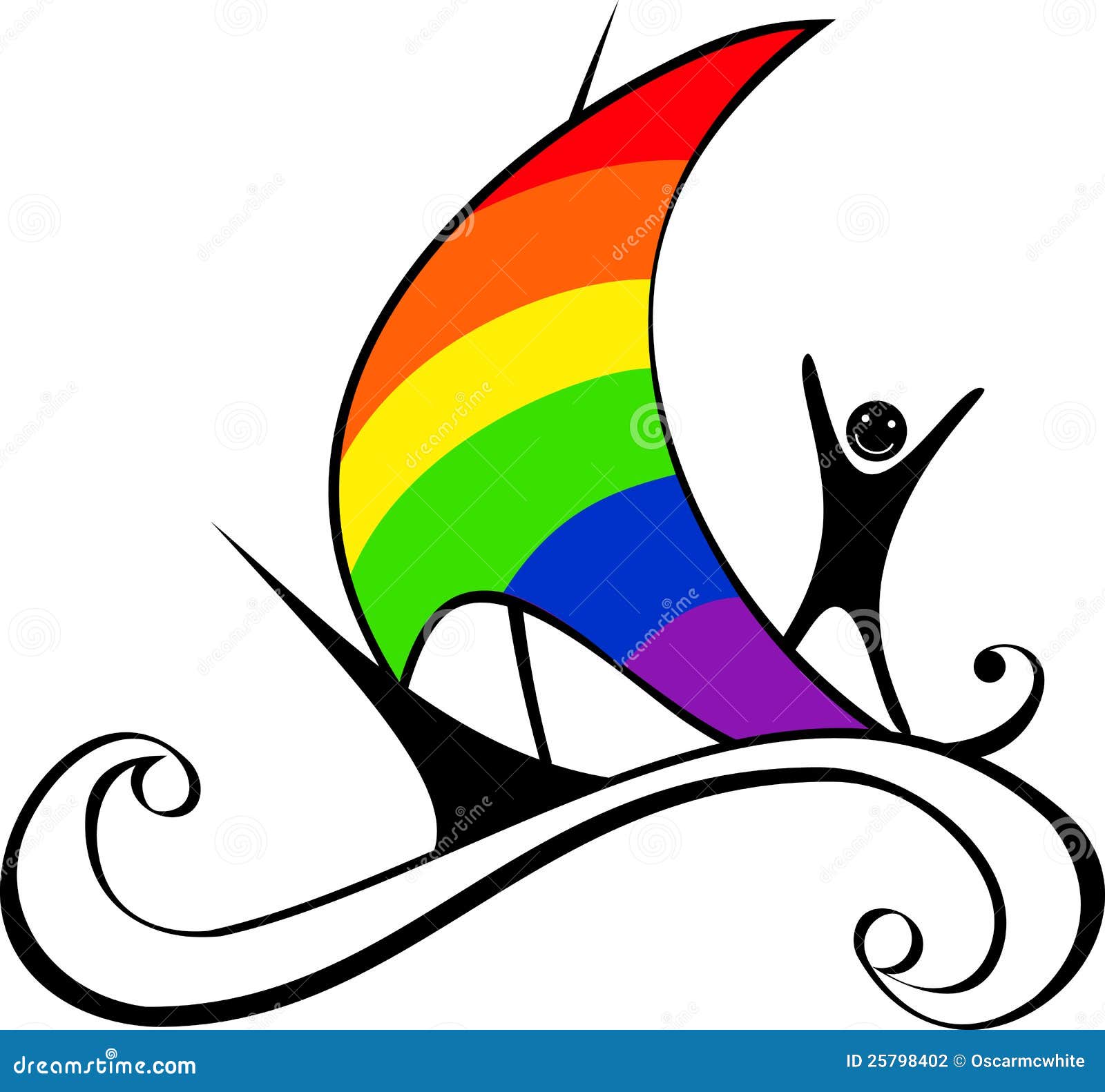 Boat with rainbow sail stock illustration. Illustration of icon - 25798402
