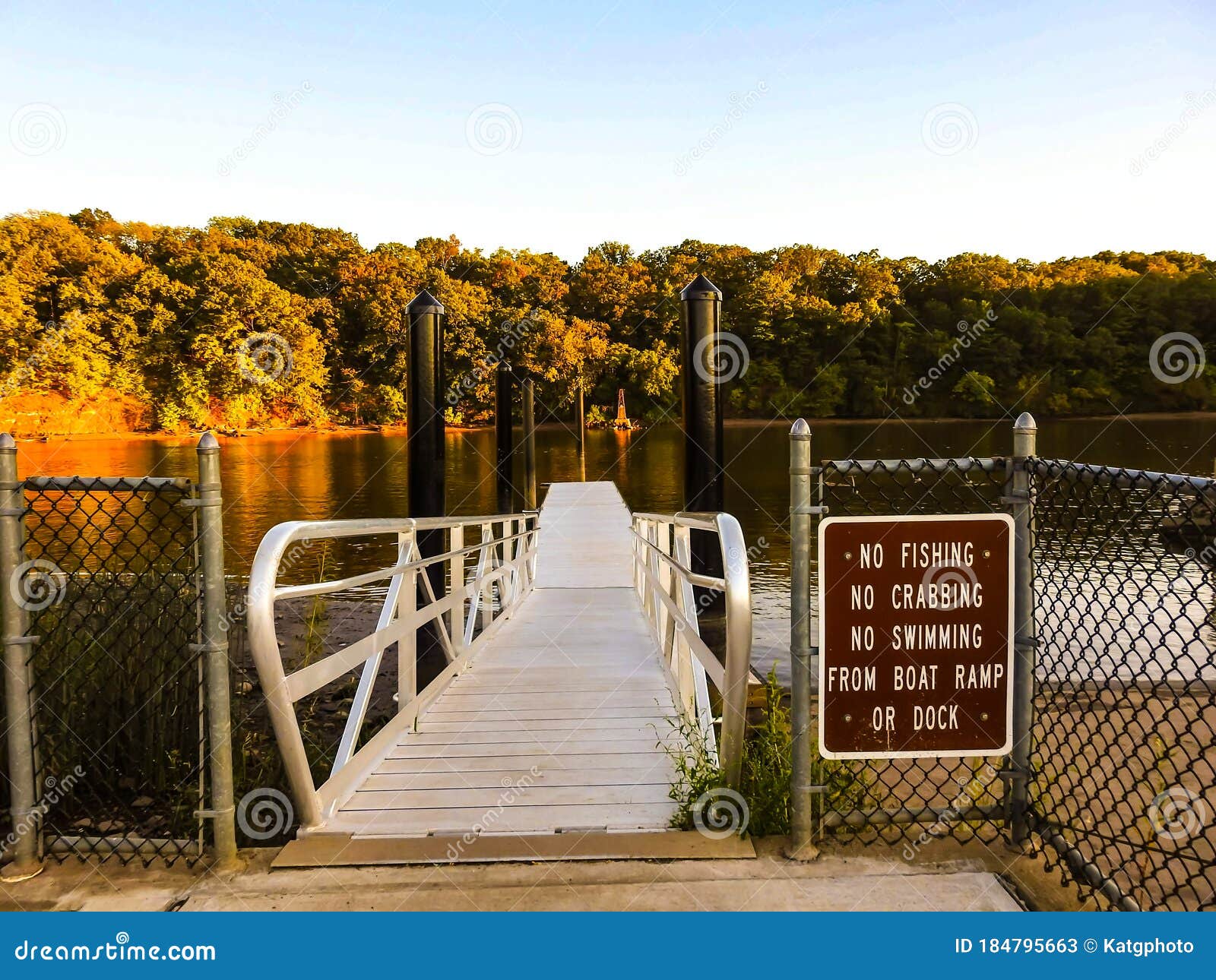 Boat Ramp Overlooking The Raritan River With Warning Sign Stock Image ...