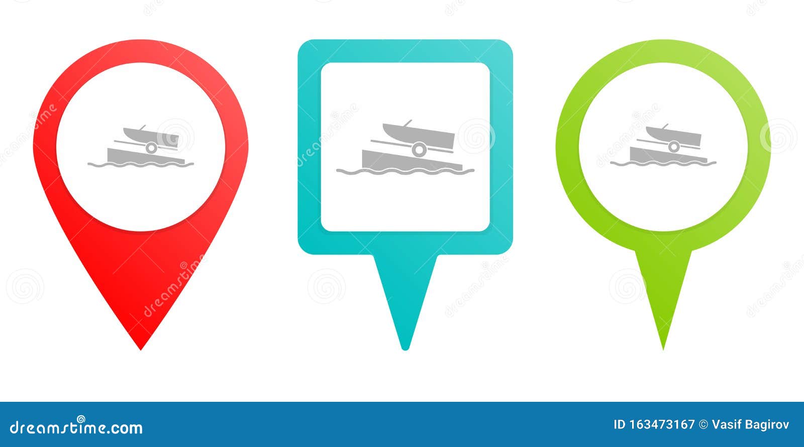 Boat on a Ramp Pin Icon. Multicolor Pin Vector Icon Stock Illustration ...