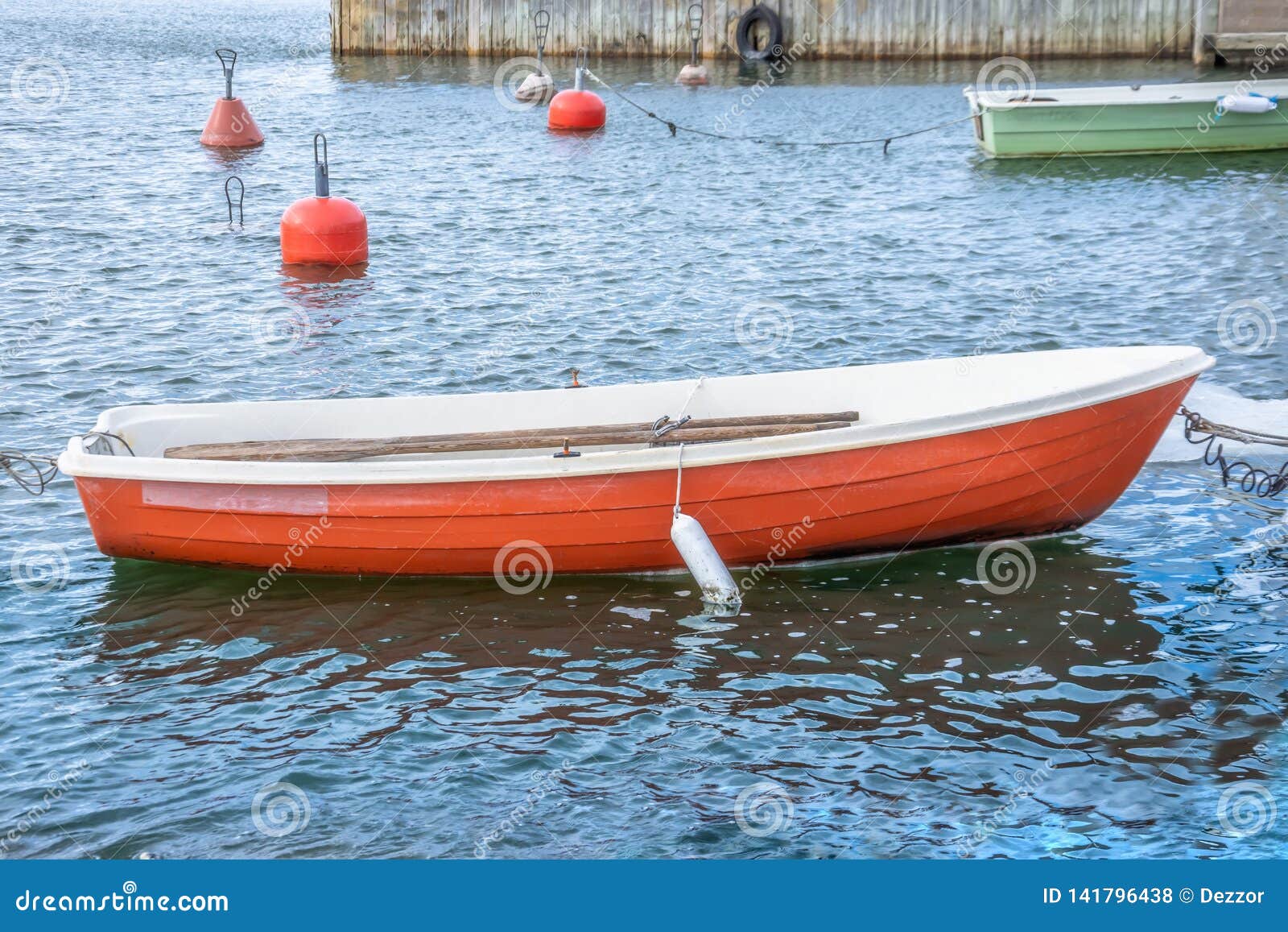 Boat of Red Color at the Pier in the Bay Stock Photo - Image of forest ...