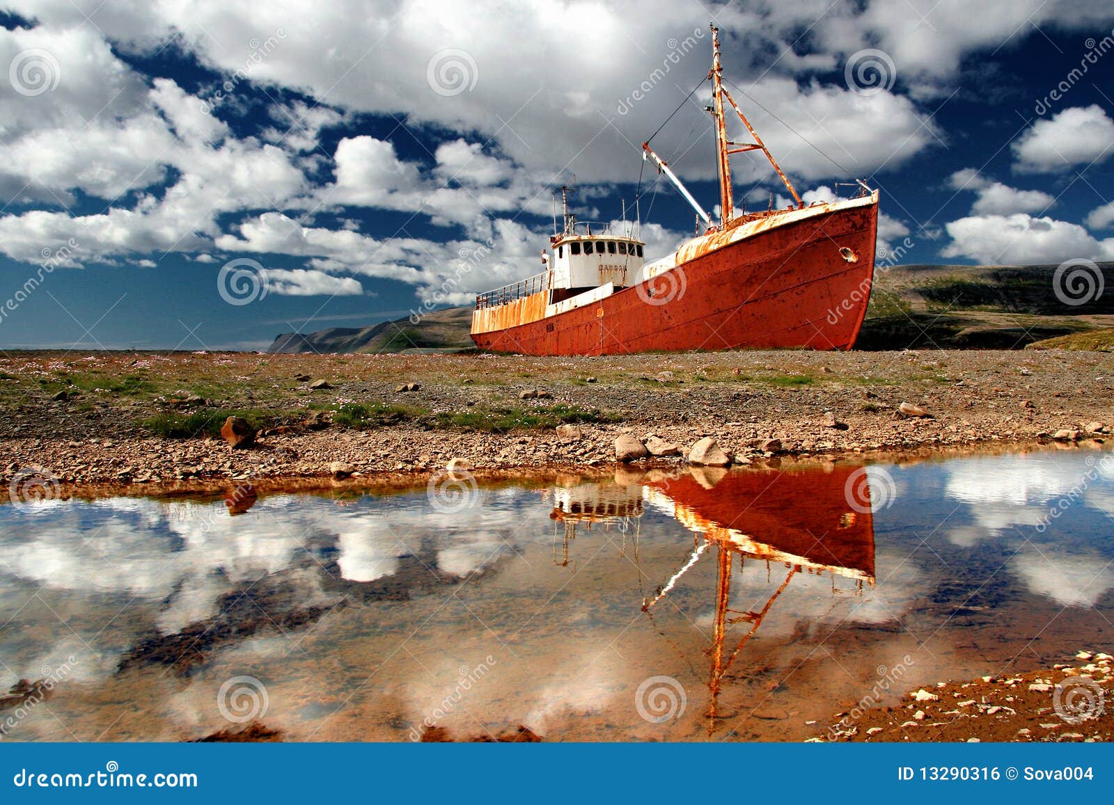 Boat reflection stock photo. Image of natural, glacier - 13290316