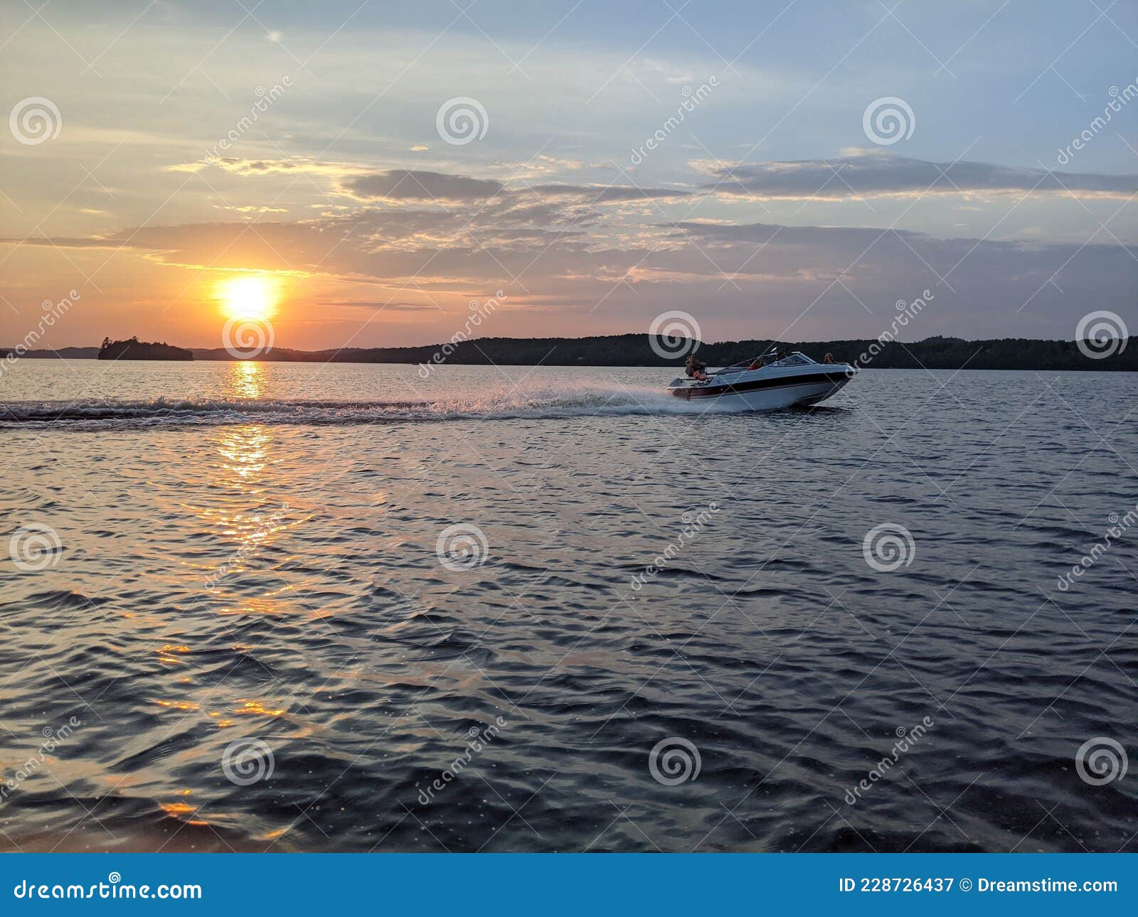 Boat ride sunset stock image. Image of shore, dawn, ride - 228726437