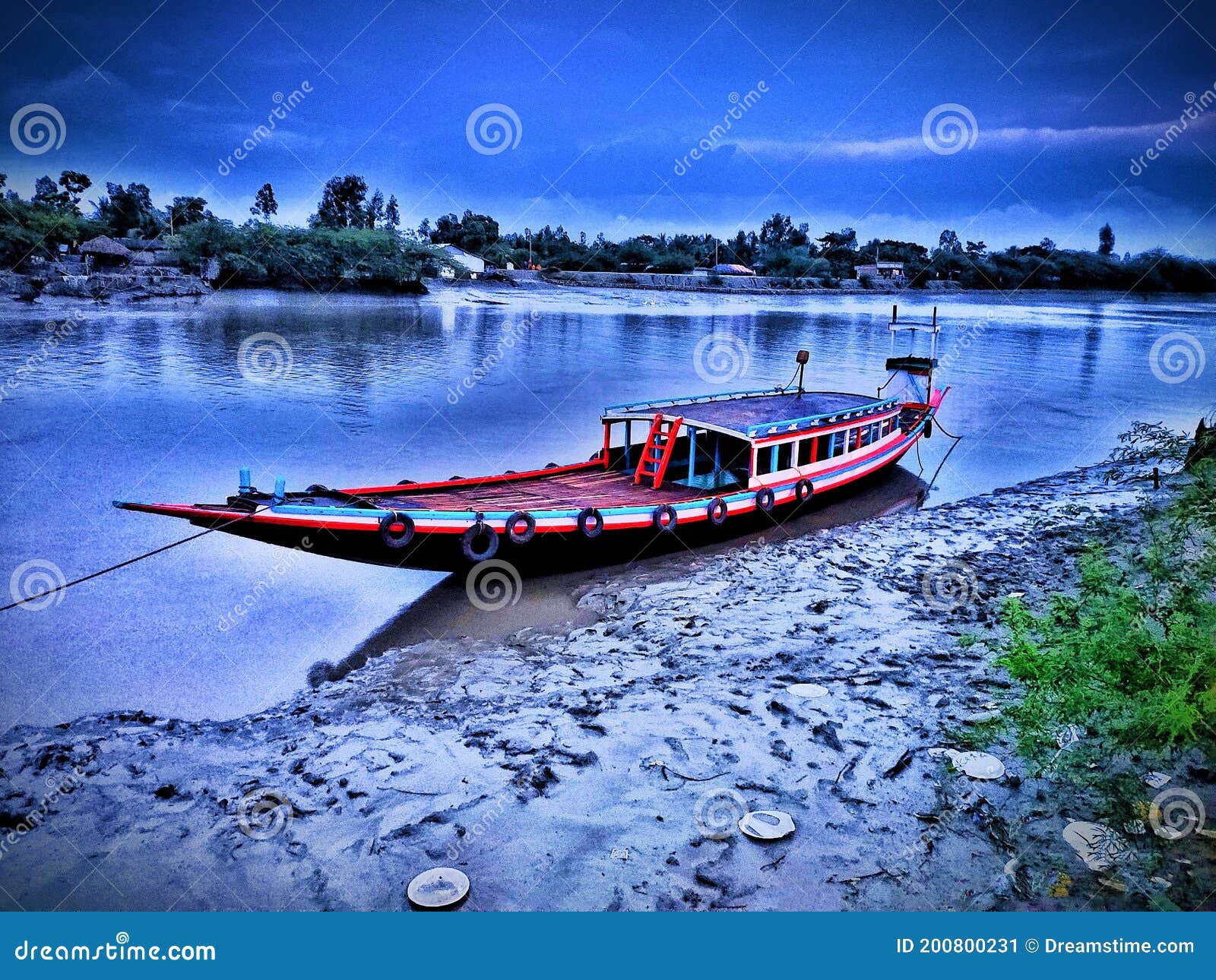 Boat on River stock image. Image of water, sundarban - 200800231
