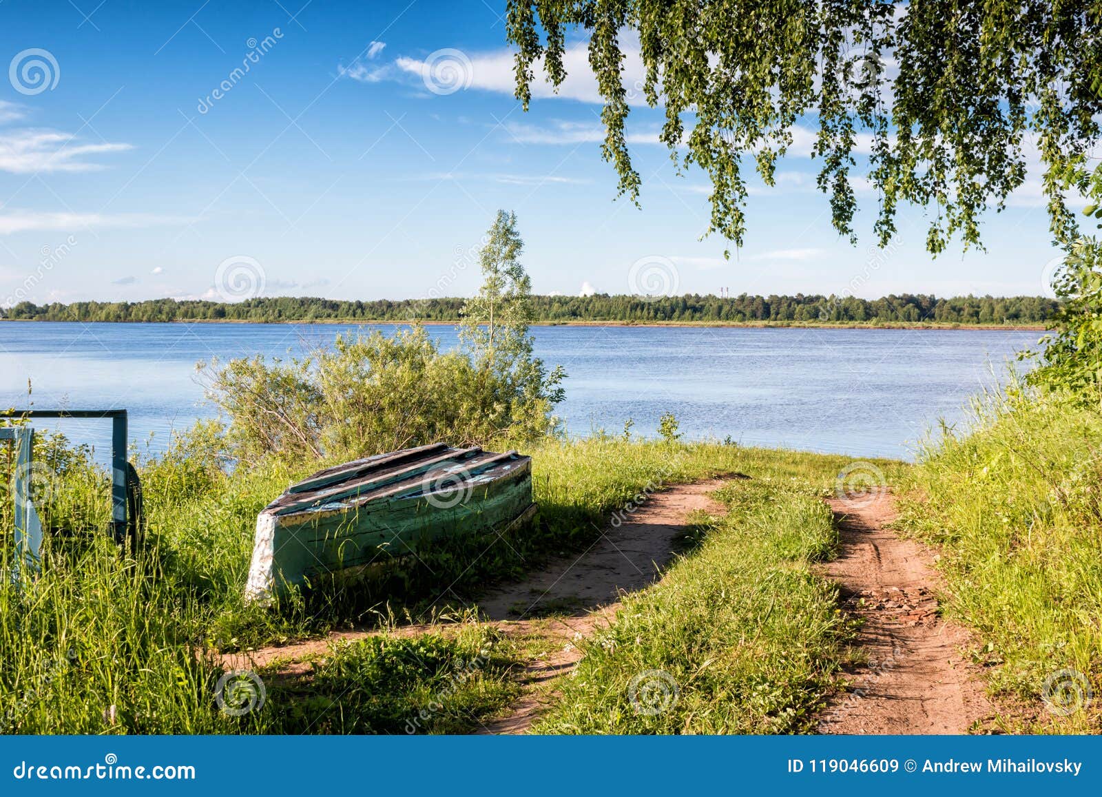 Boat on the river bank stock image. Image of summer - 119046609