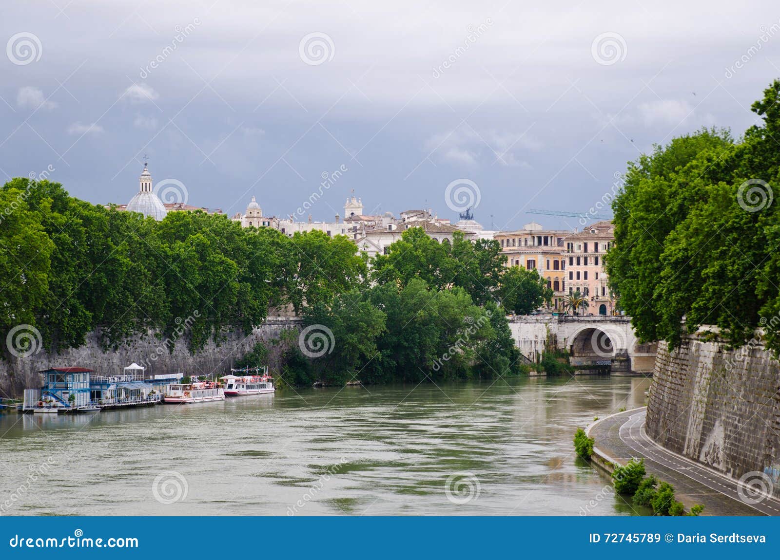 Boat on the River Tiber in Rome Editorial Stock Image - Image of ...