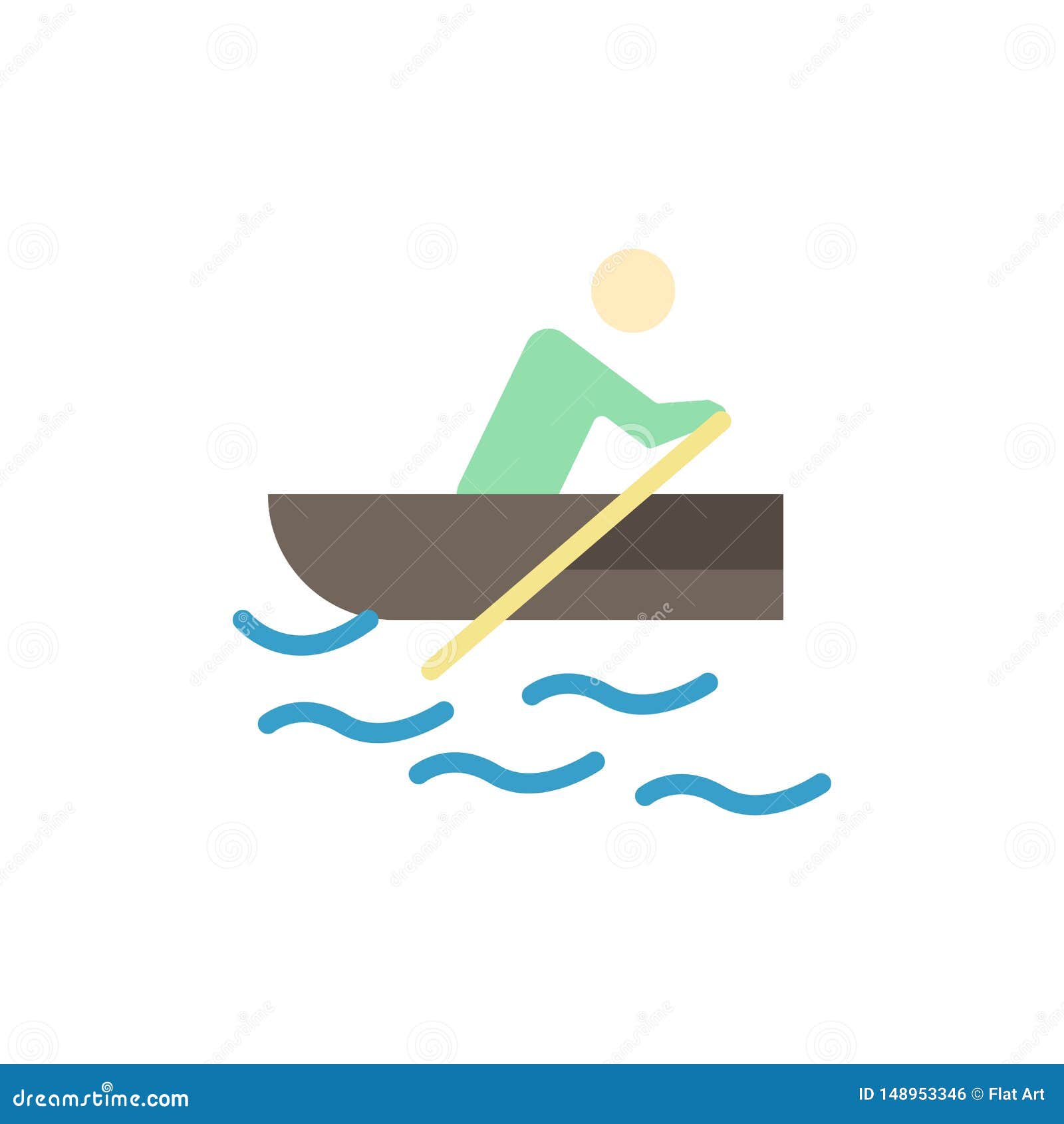 Boat, Rowing, Training, Water Flat Color Icon. Vector Icon Banner ...