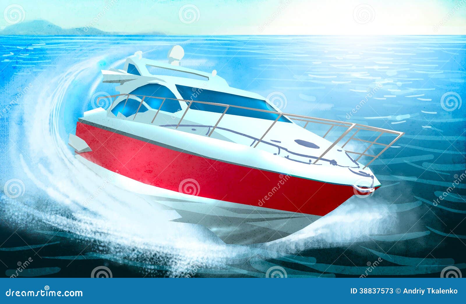 Boat Rushing through the Waves Stock Illustration - Illustration of ...