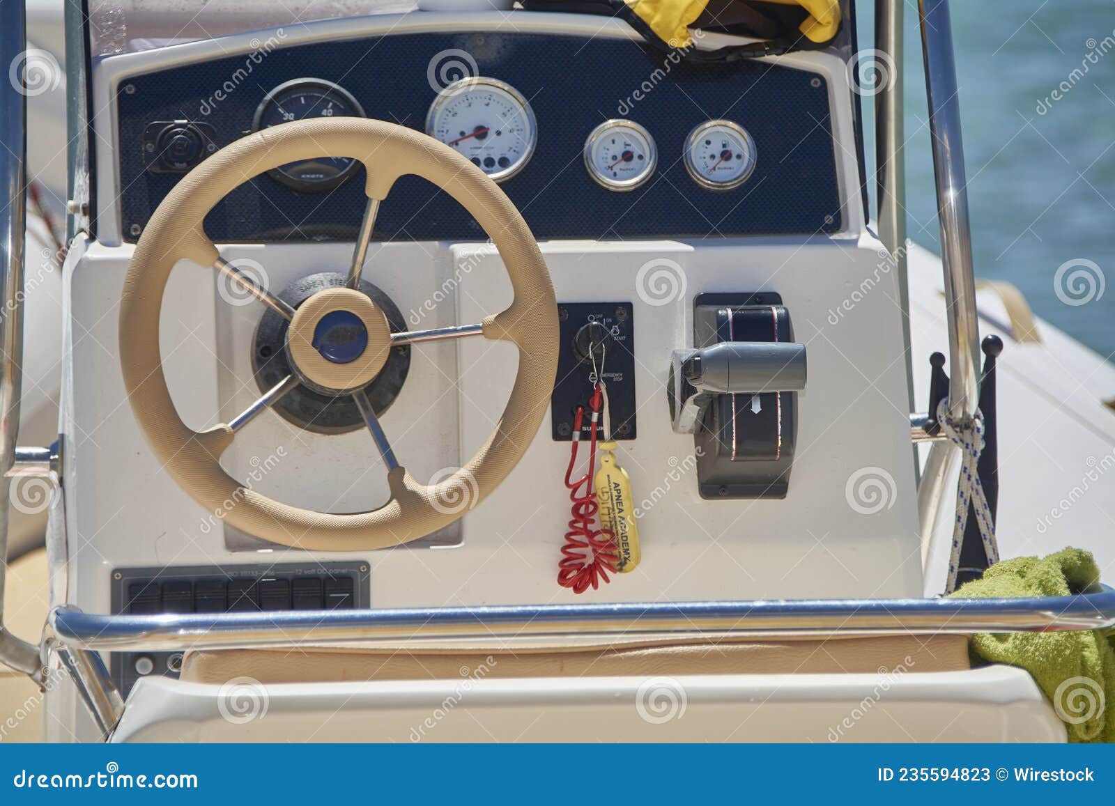 The Boat S Steering Console Stock Image - Image of means, rudder: 235594823