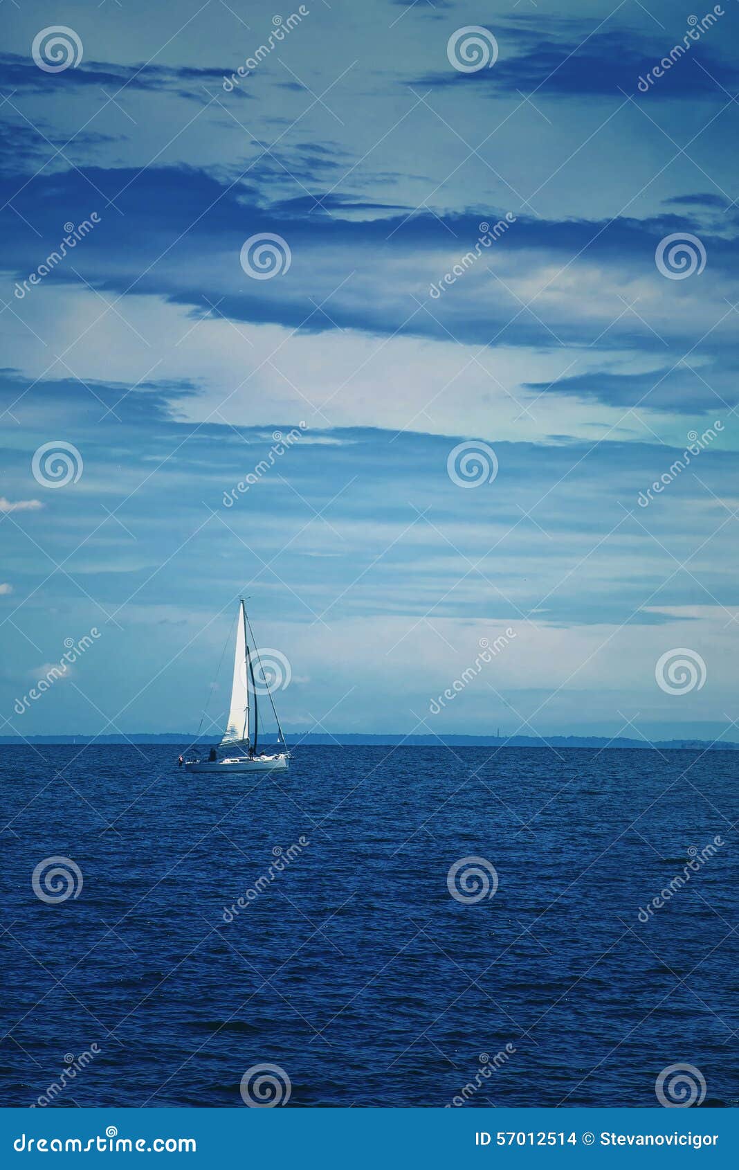 Boat Sailing at Blue Sea stock photo. Image of water - 57012514