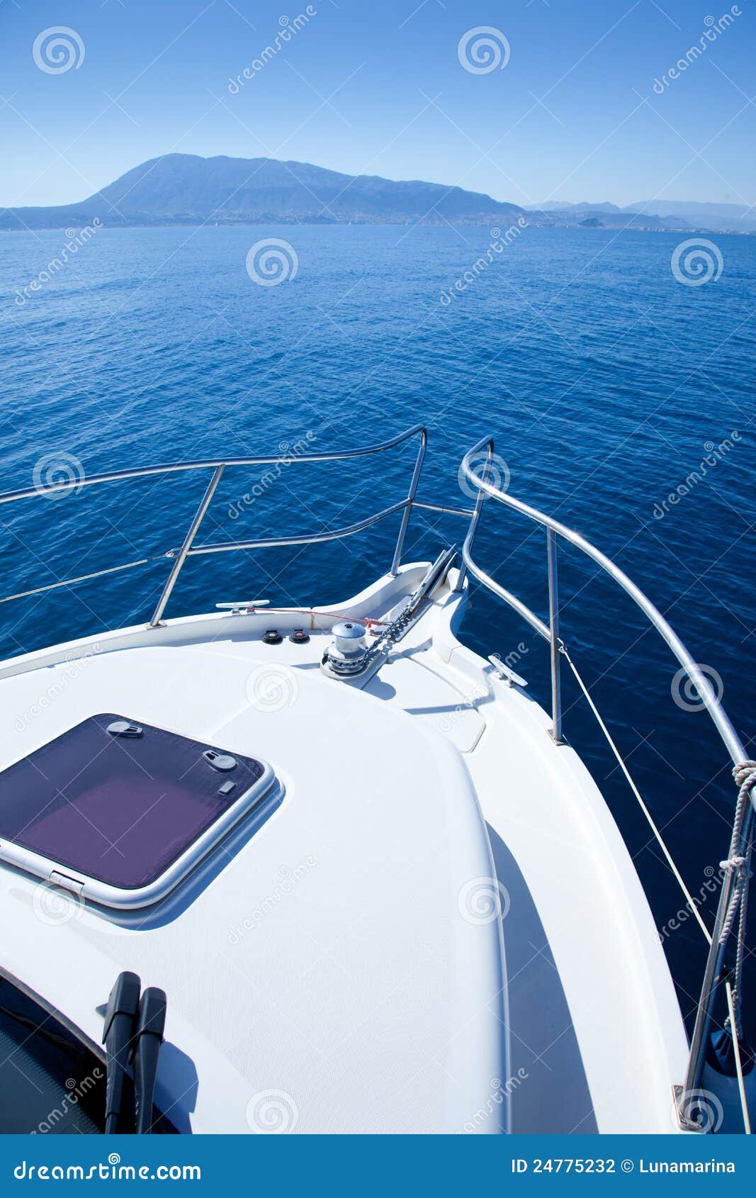 Boat Sailing in Mediterranean Sea Stock Photo - Image of sail, metallic ...