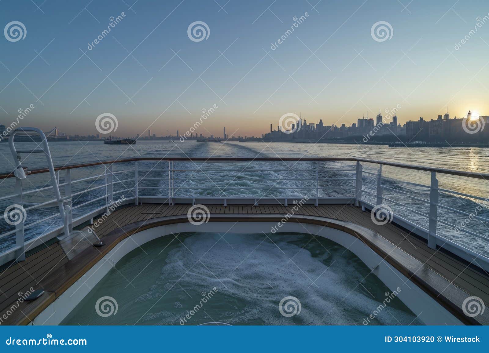 Boat Sailing in the Ocean with Buildings on Both Sides, AI-generated ...