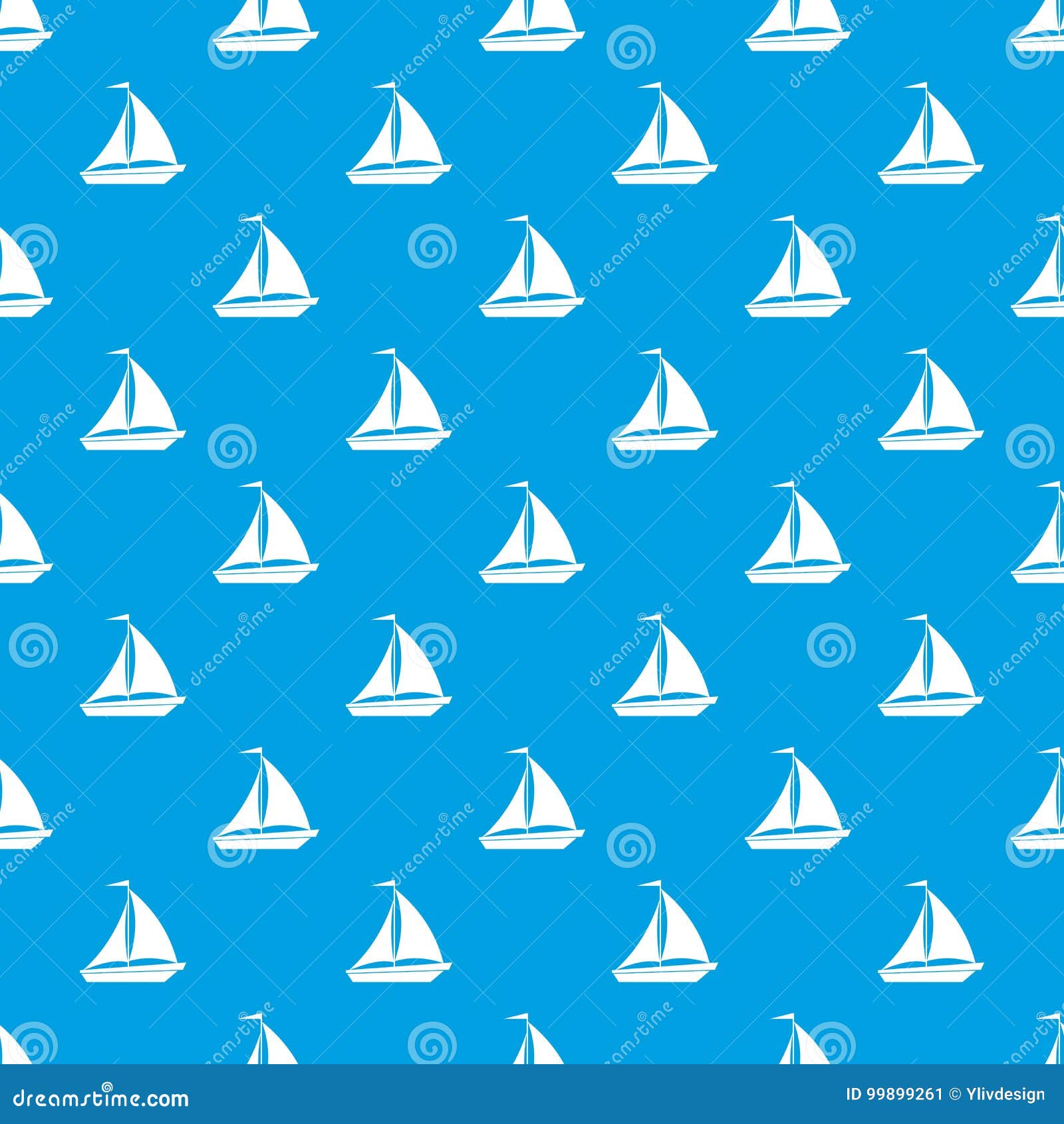 Boat with Sails Pattern Seamless Blue Stock Vector - Illustration of ...