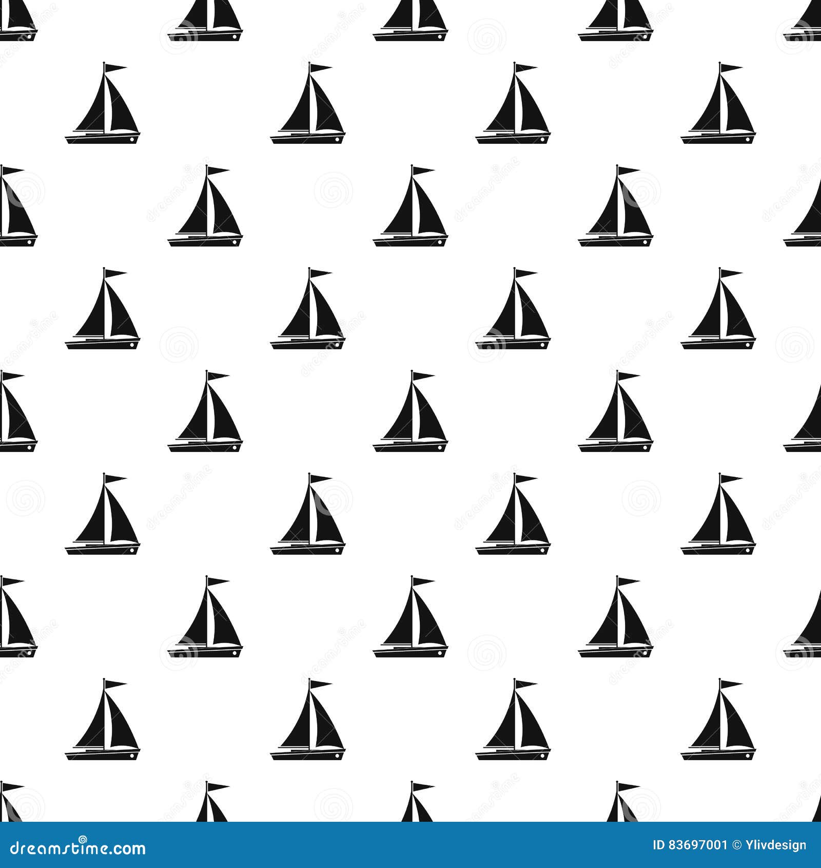 Boat with Sails Pattern, Simple Style Stock Vector - Illustration of ...