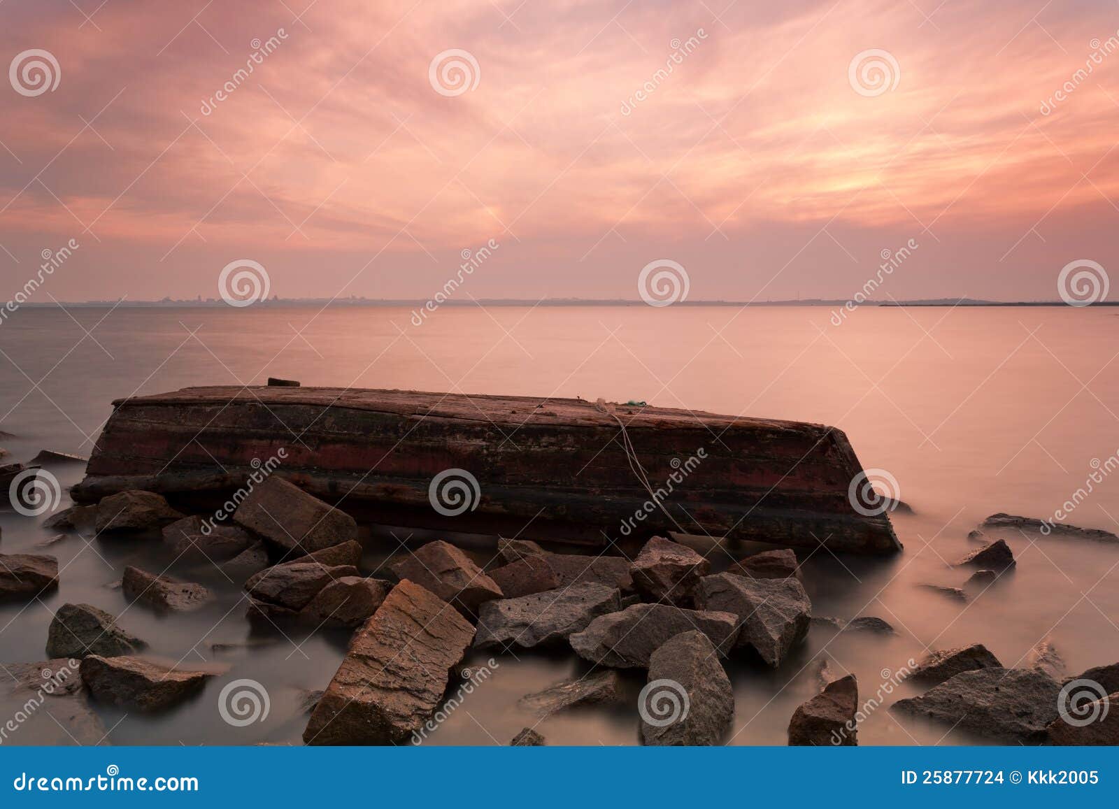 The boat sank stock photo. Image of evening, high, qingdao - 25877724