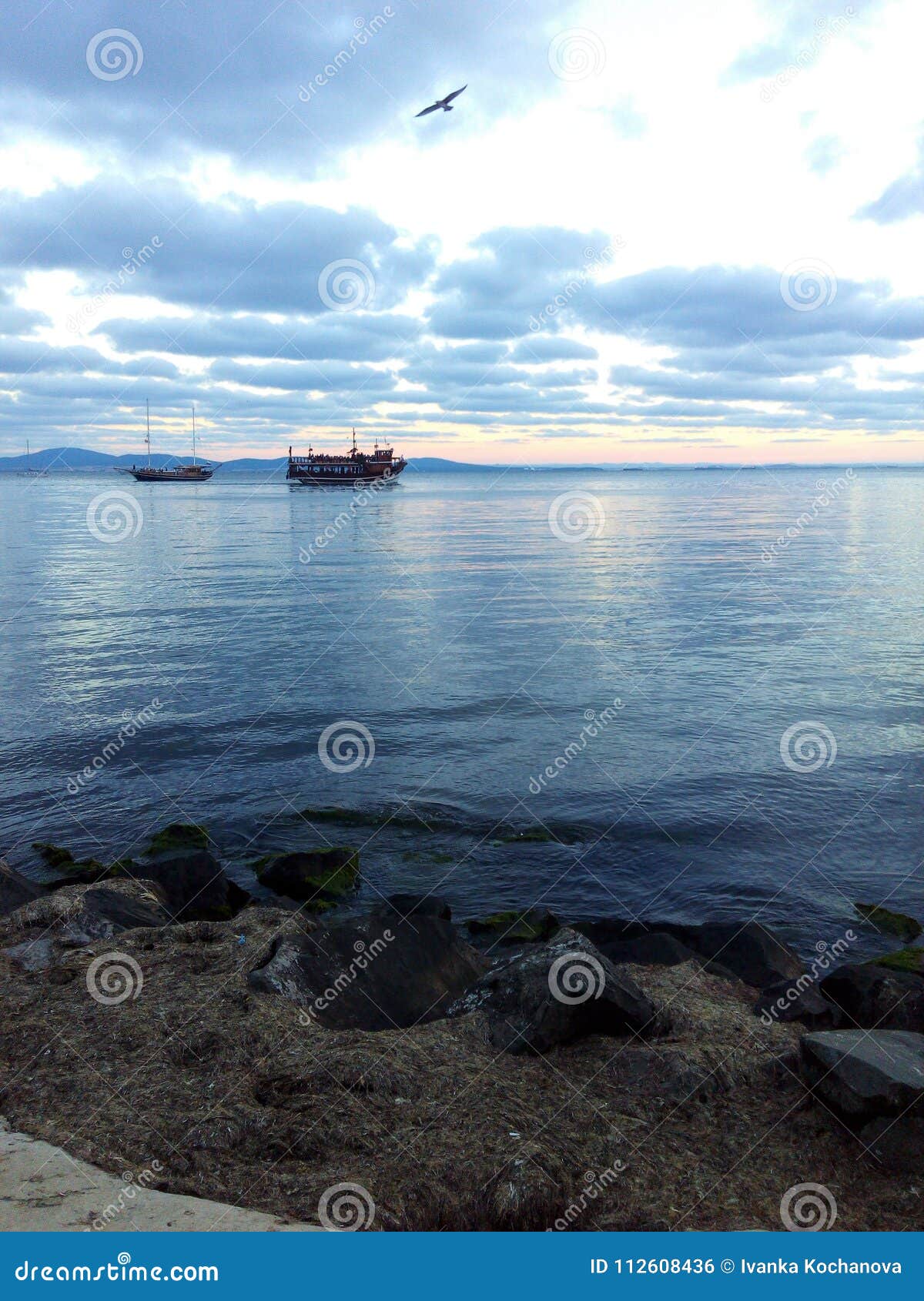A boat in the sea stock photo. Image of boat, small - 112608436