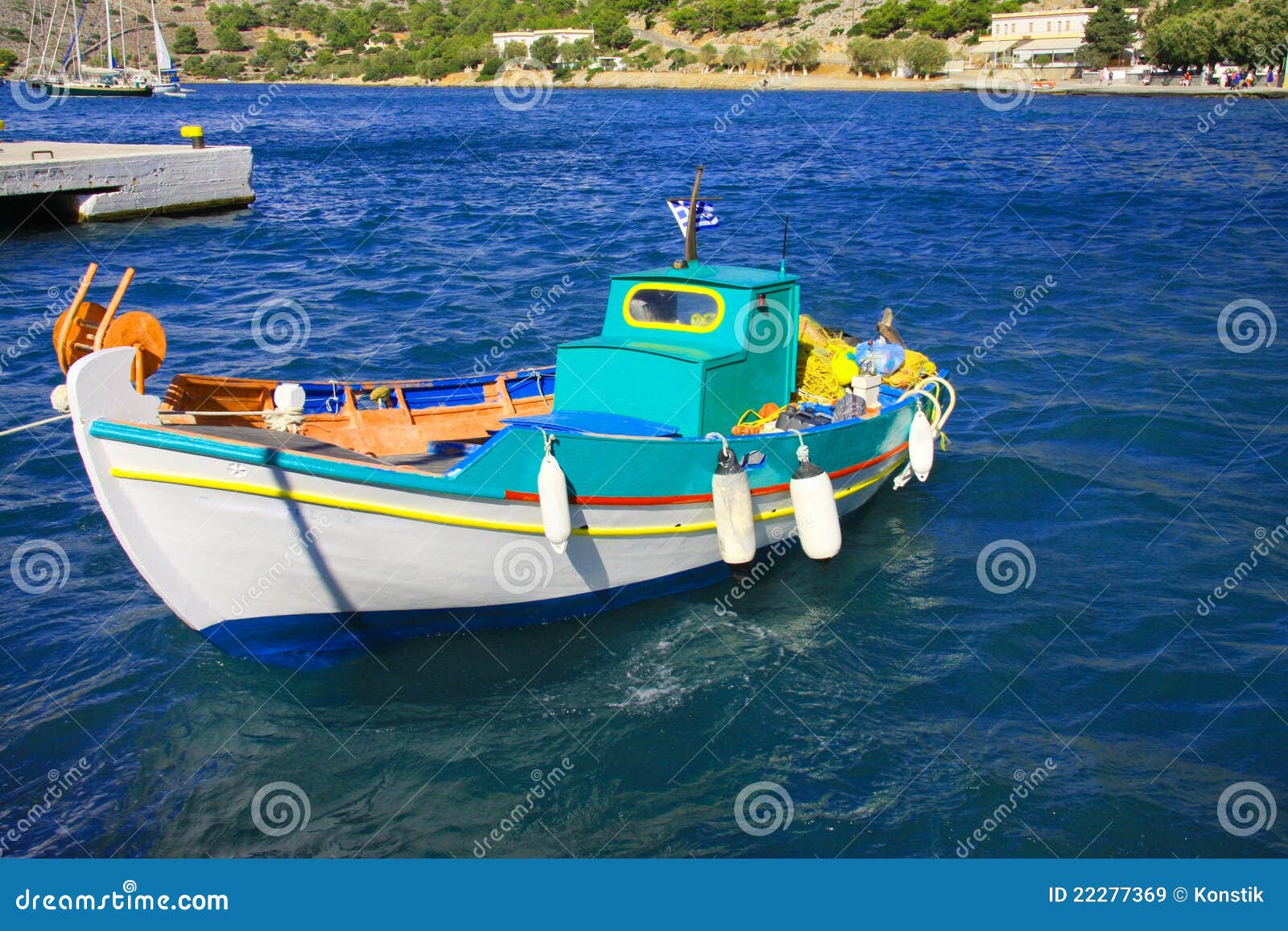 A boat in the sea. Greece. stock image. Image of aegean - 22277369