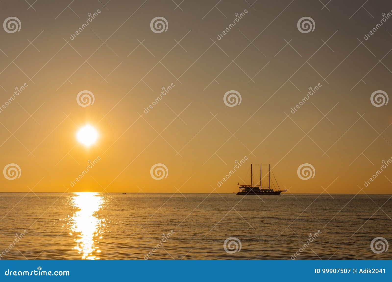 Boat in sea sunset stock image. Image of orange, adventure - 99907507