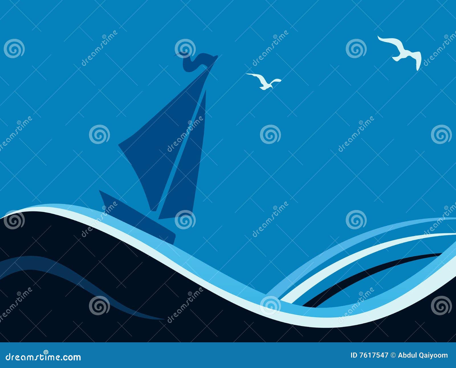 Boat and Sea Wave, Wallpaper Stock Illustration - Illustration of white ...