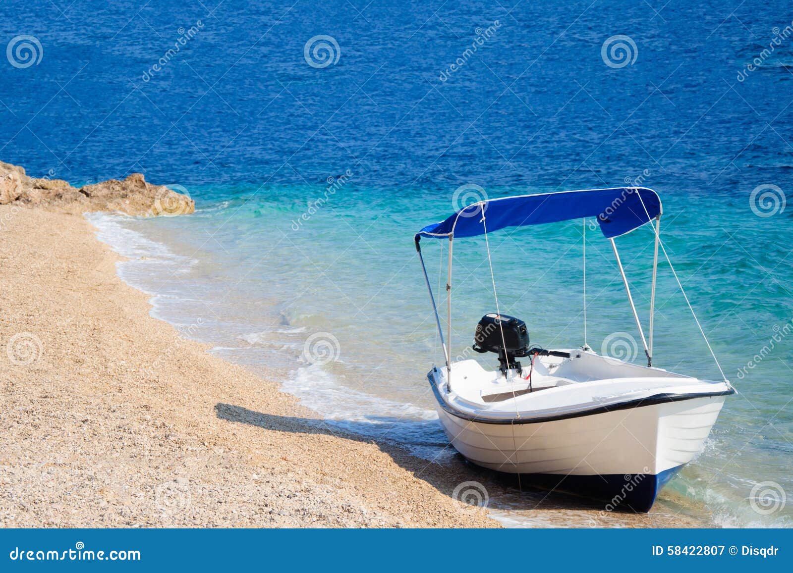 Boat on the Seashore in Summer Stock Image - Image of beach, ship: 58422807