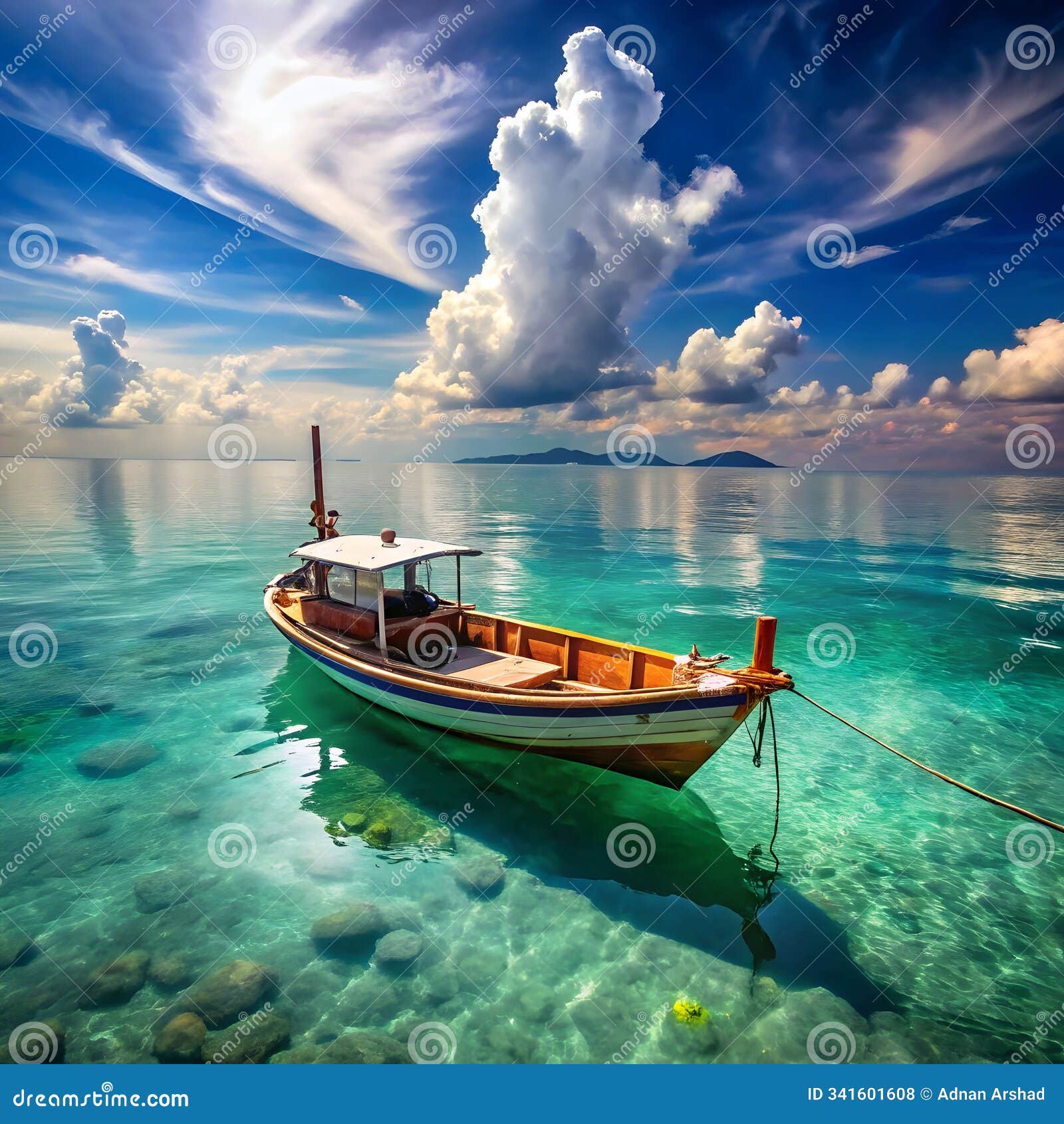 Boat in see clean water stock photo. Image of males - 341601608
