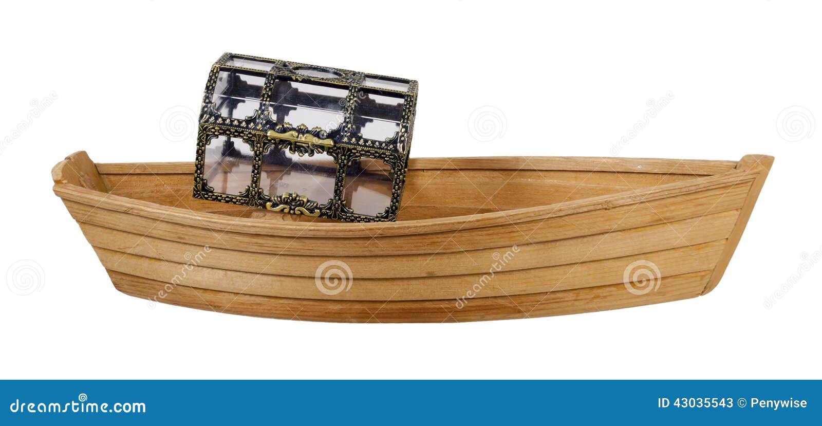 Boat with See-through Treasure Chest Stock Image - Image of case, metal ...