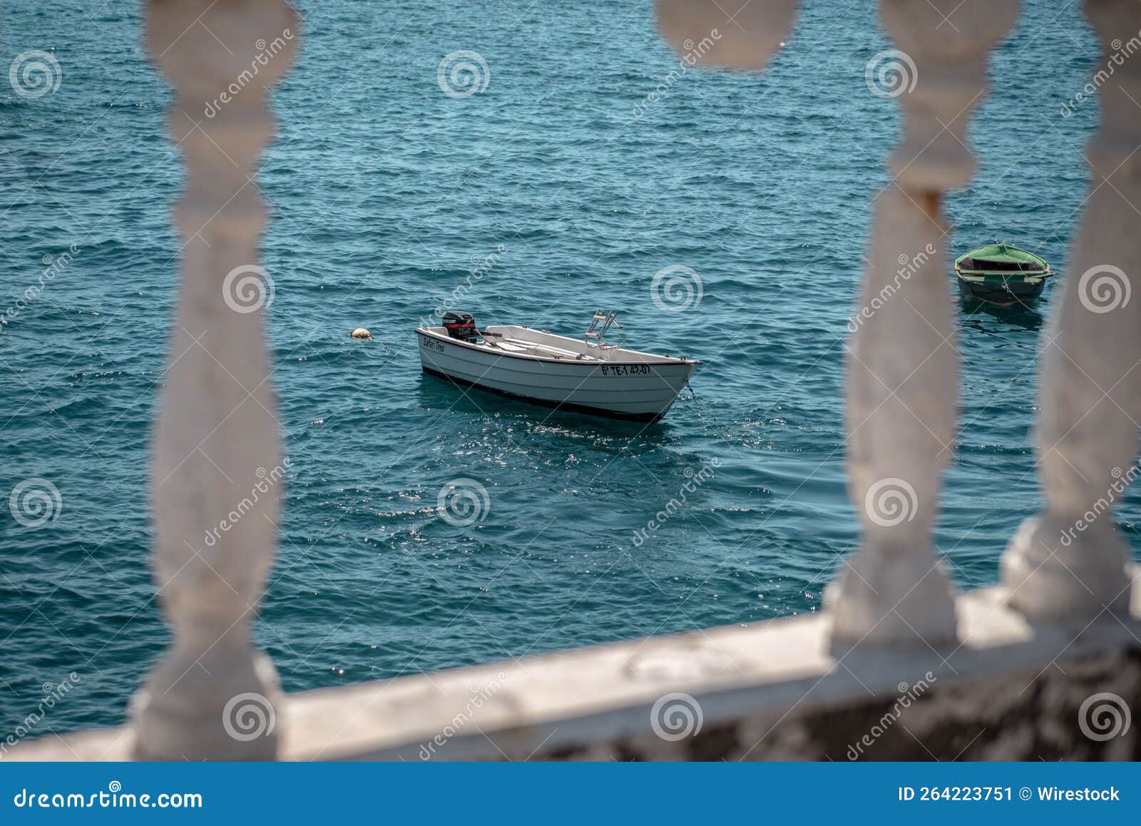 Boat Seen from between Marble Columns Stock Image - Image of transport ...
