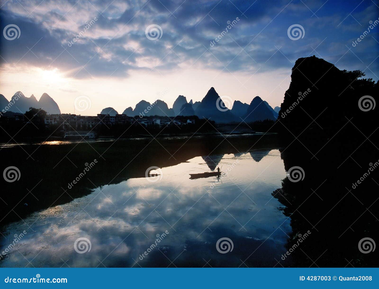 Boat shadow stock image. Image of chinese, mountain, hill - 4287003